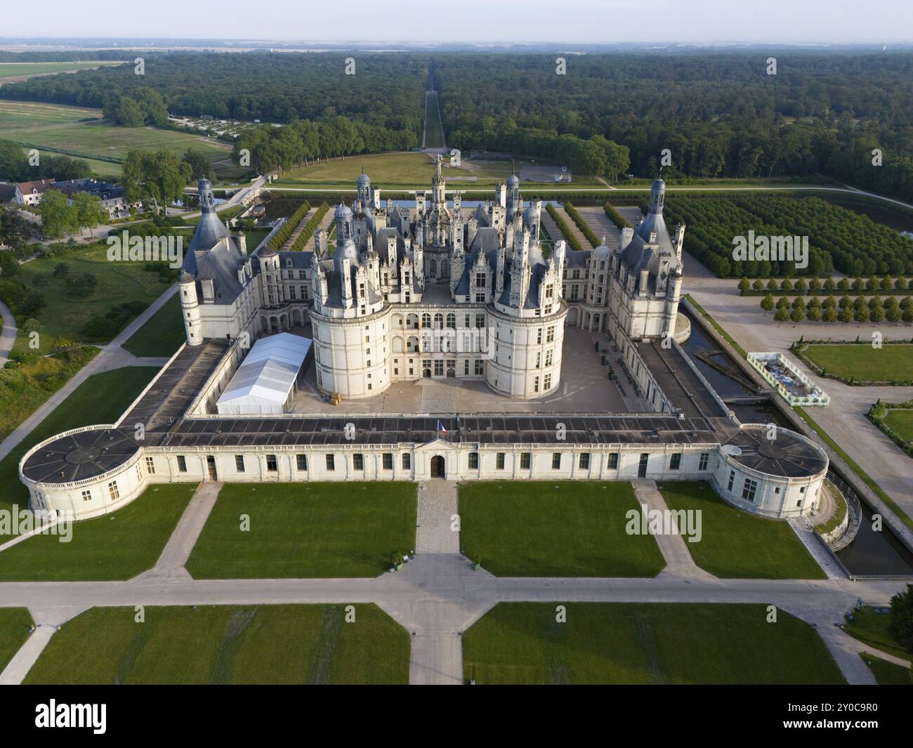 Castle seen from above with impressive Renaissance architecture and ...