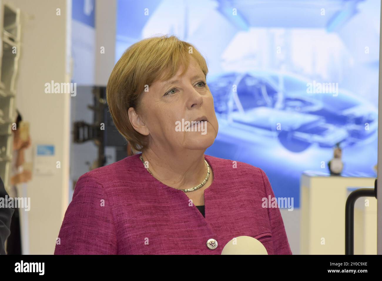 Frankfurt, Germany. 14th Sep, 2017. Angela Merkel visiting the ...