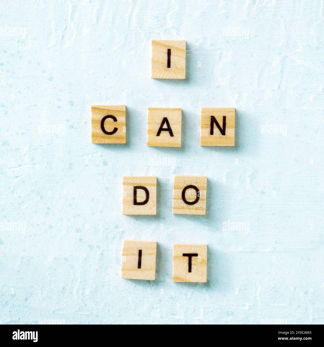 You can do it, square motivational banner with letters on a blue ...