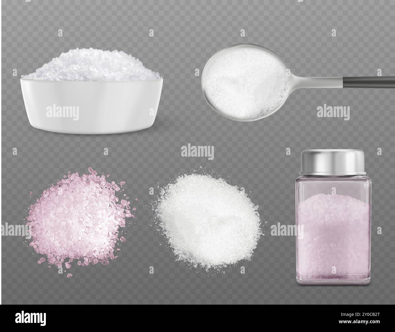 Pink and white salt pile set isolated on transparent background. Vector ...