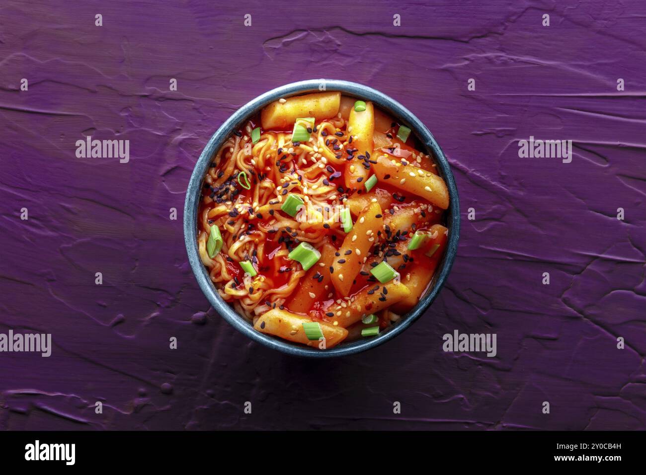 Rabokki, tteokbokki or topokki with ramen, Korean street food, spicy ...