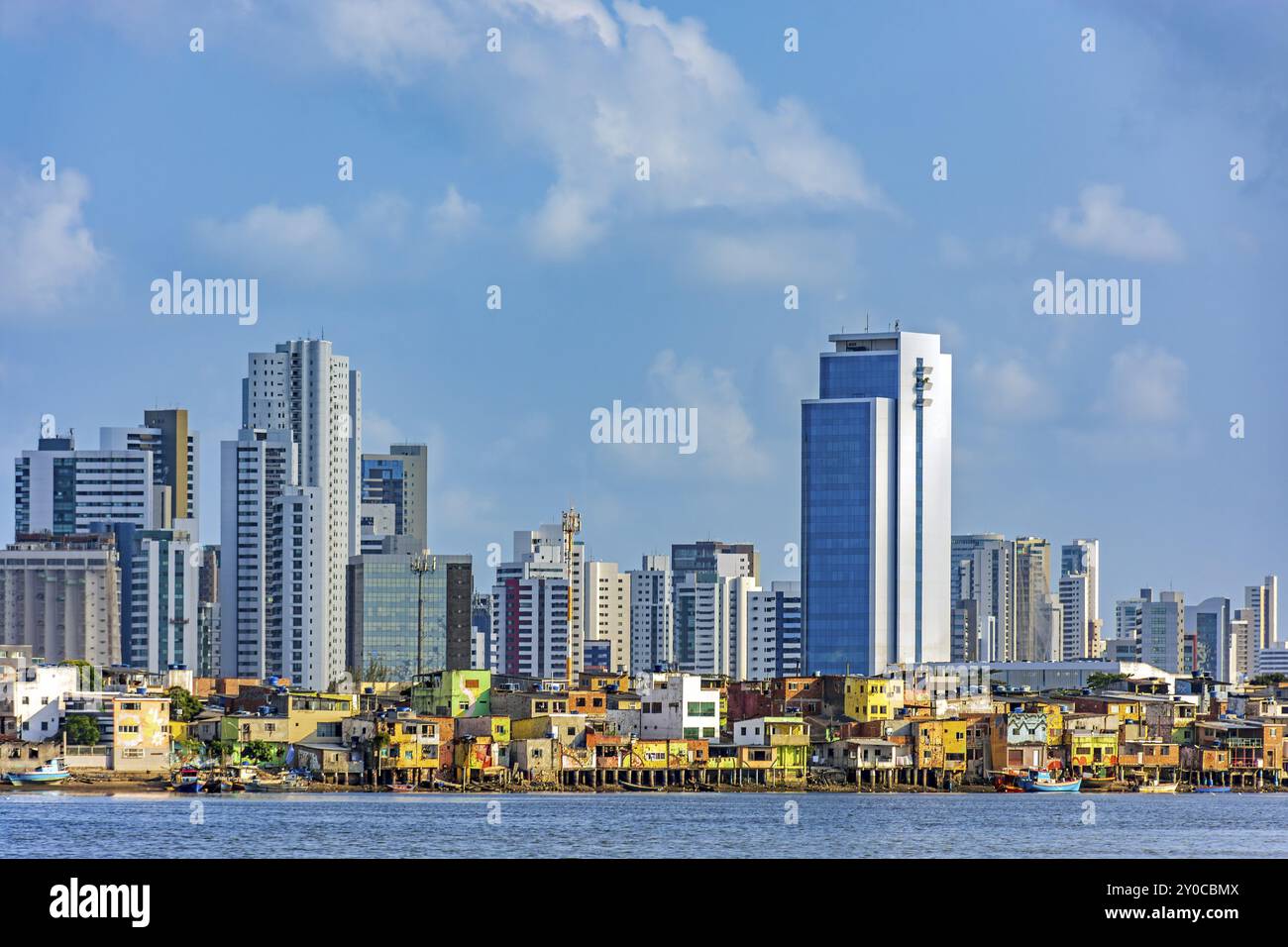 Skyscrapers in the city of Recife in Pernambuco behind the favela on ...