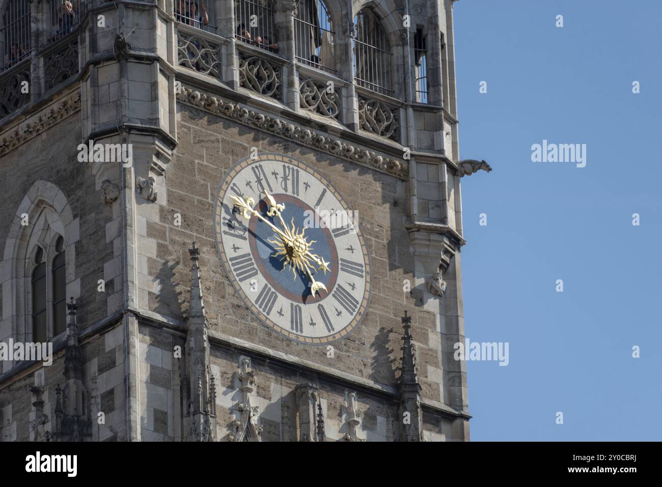 Tower clock, New Town Hall Munich, Neo-Gothic, Marienplatz, Munich ...