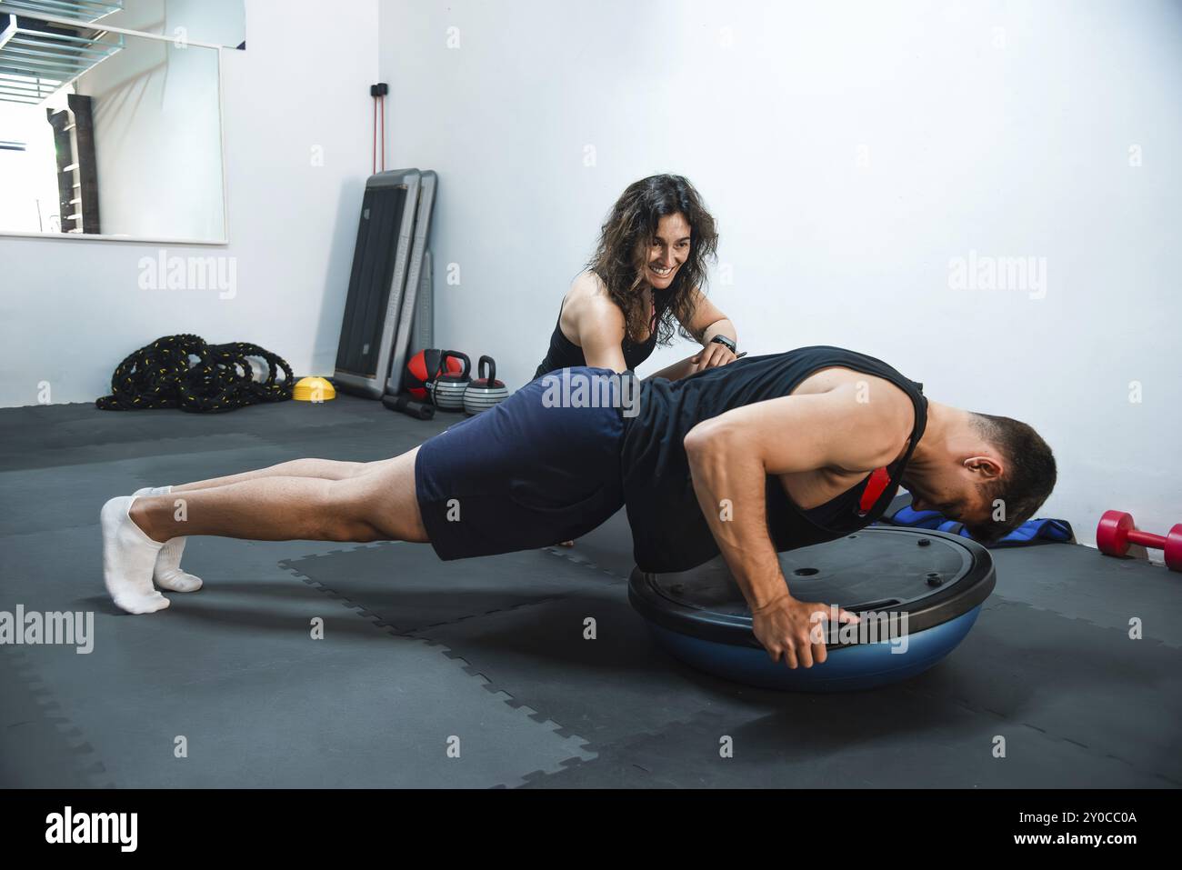 Woman exercise ball push ups hi-res stock photography and images - Alamy
