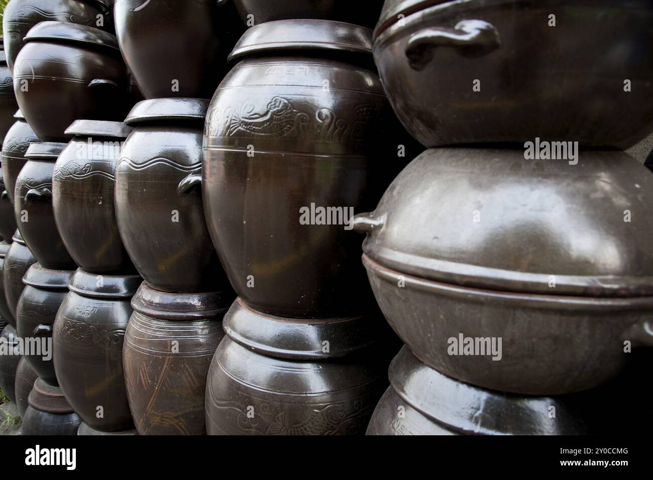 Stacked rows of Kimchi pots Stock Photo - Alamy