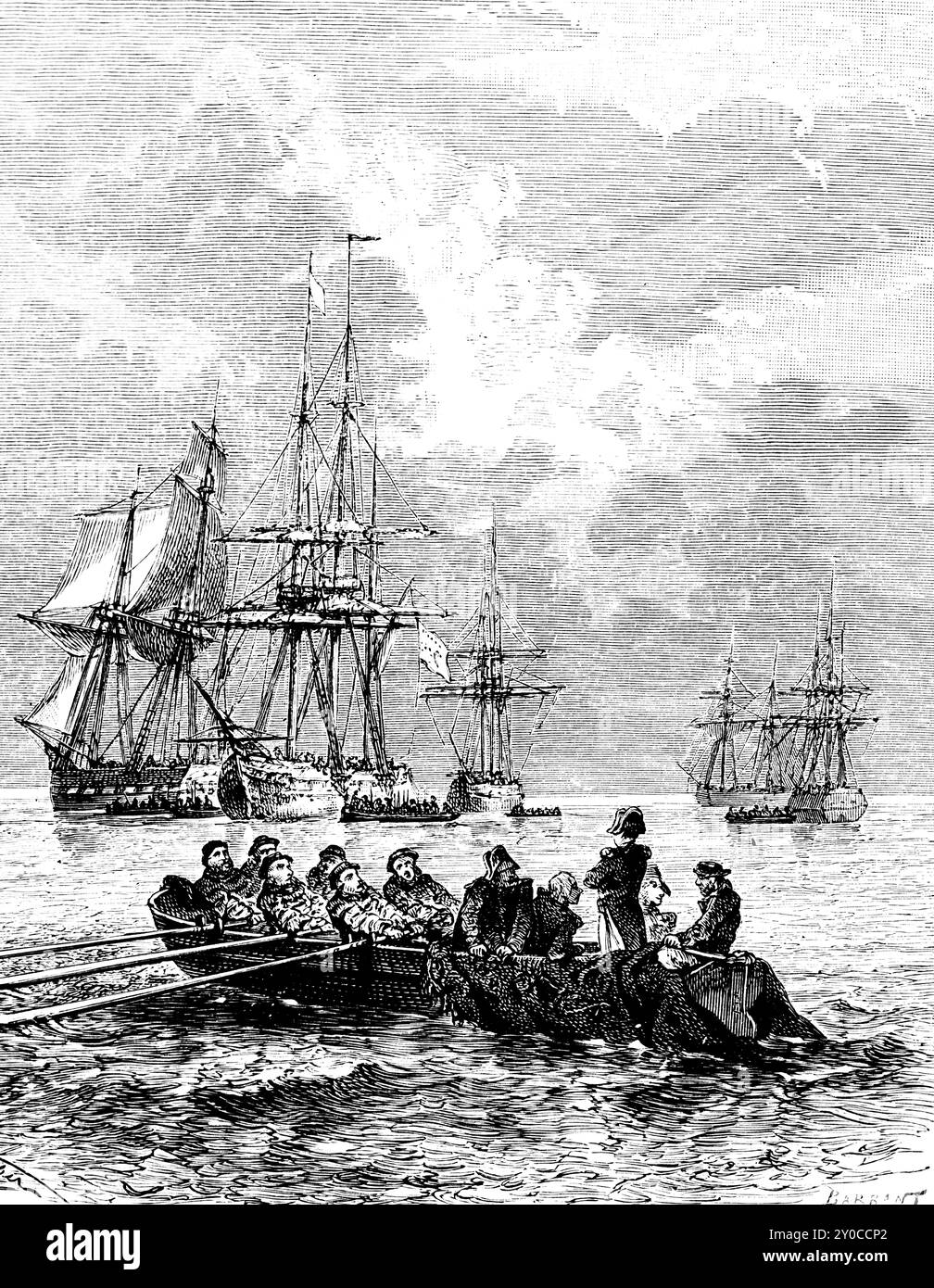 Landing of Napoleon in the Gulf of Juan, secret return from Elba, three ...