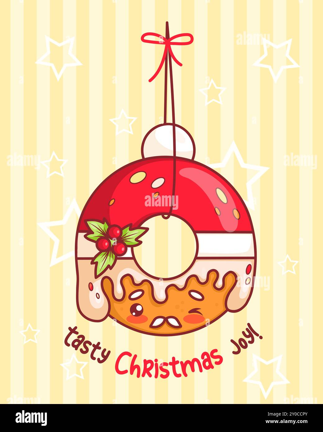 Christmas gingerbread Santa Claus hanging on string. Festive New Year ...