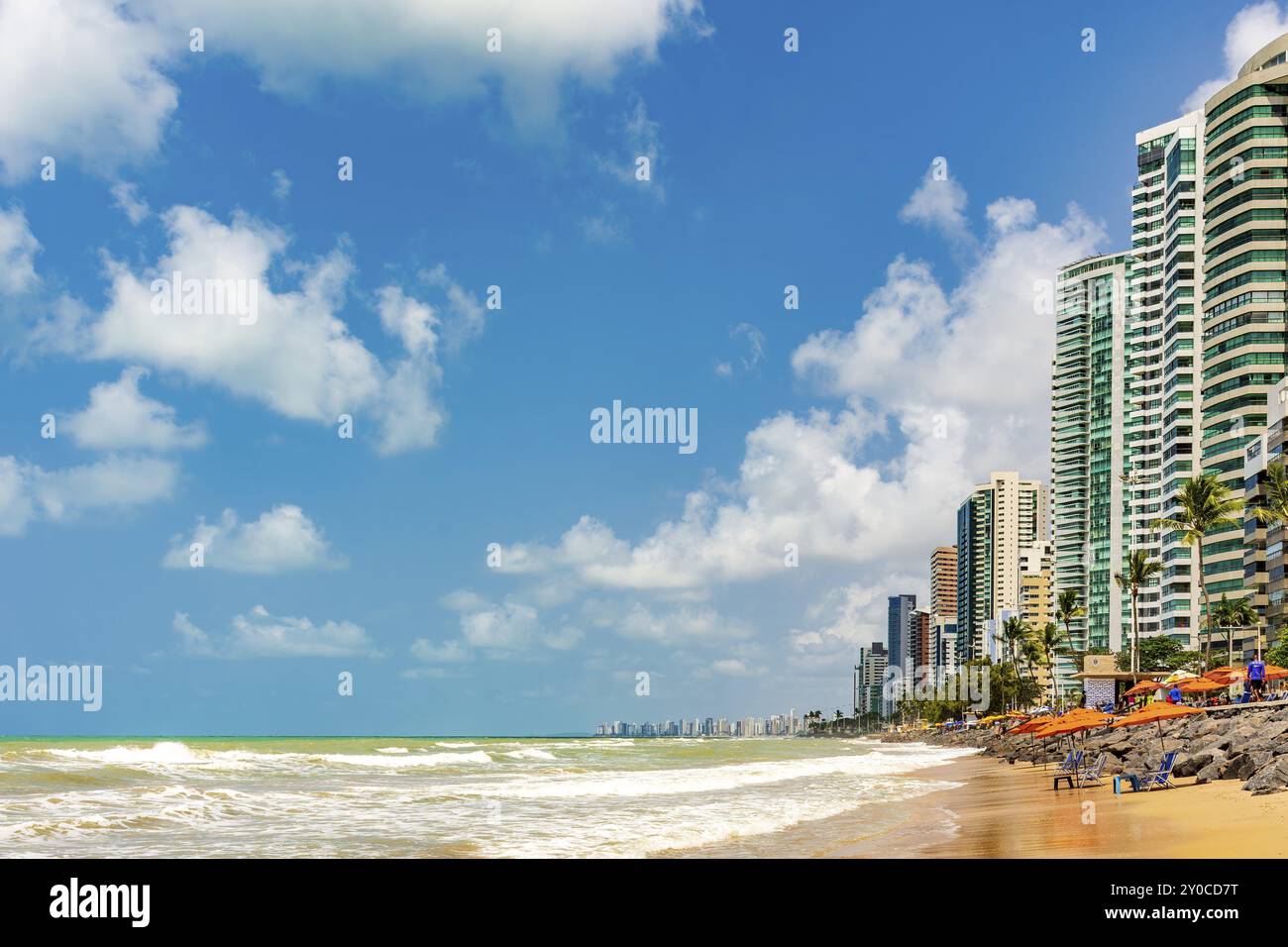 Famous Boa Viagem beach with its seaside buildings in the city of ...