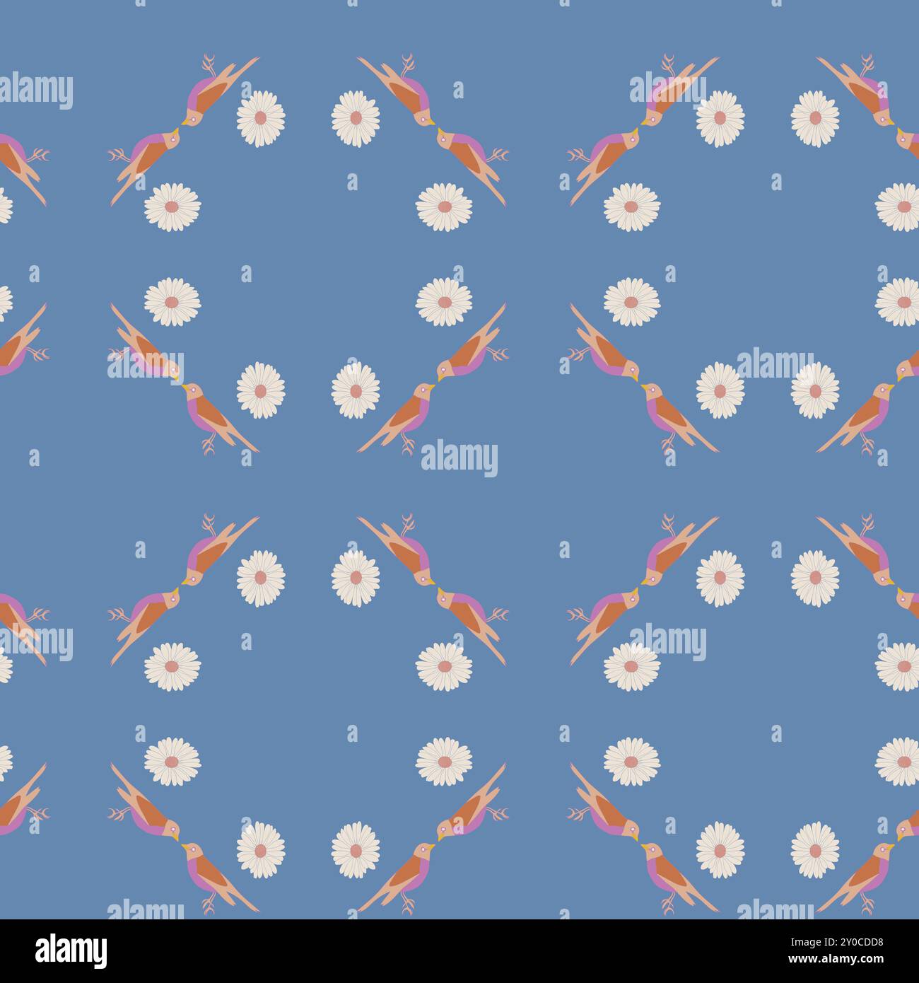 Hand drawn seamless birds pattern. Vector illustration Stock Vector ...