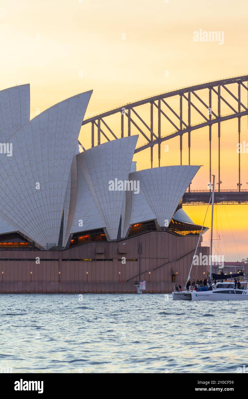 Sydney Opera House and Sydney Harbour Bridge in Sydney, Australia, with ...