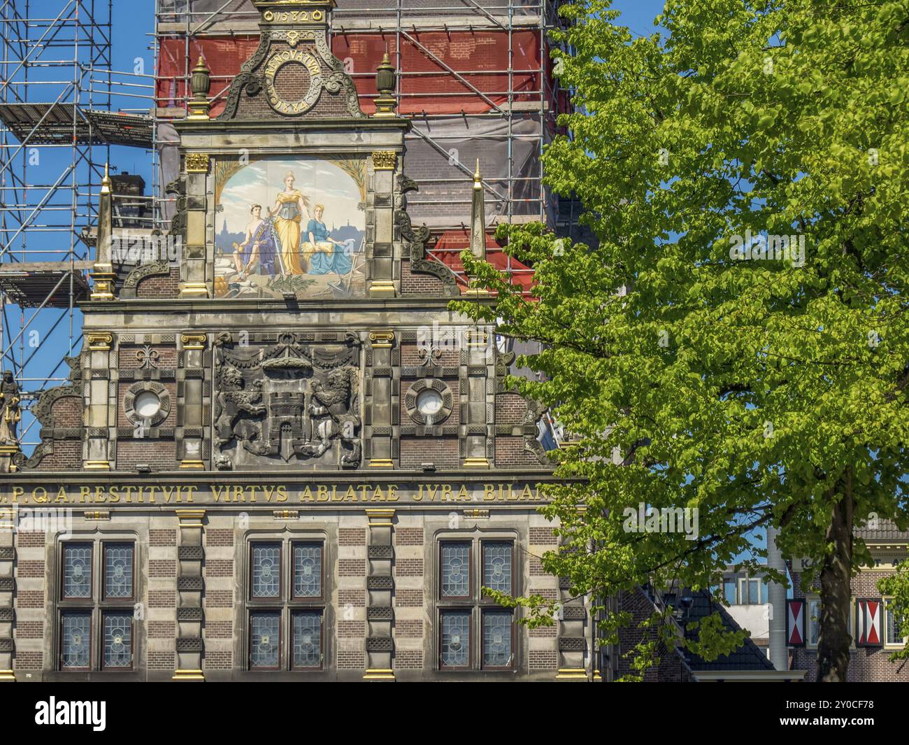 Historic building with architectural decorations surrounded by ...