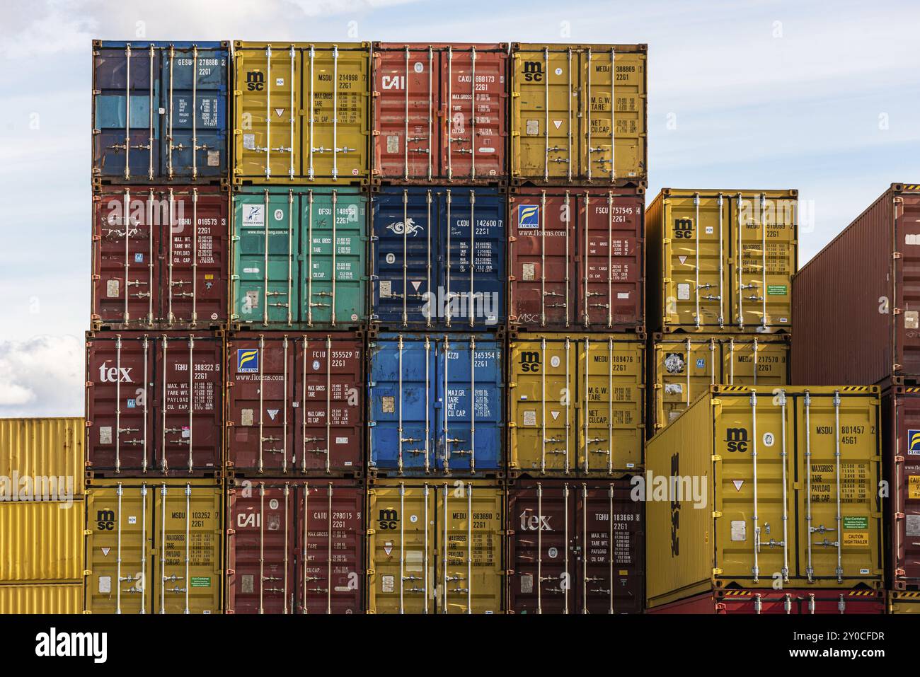 Gothenburg, Sweden, April 03 2022: Shipping containers stacked high ...
