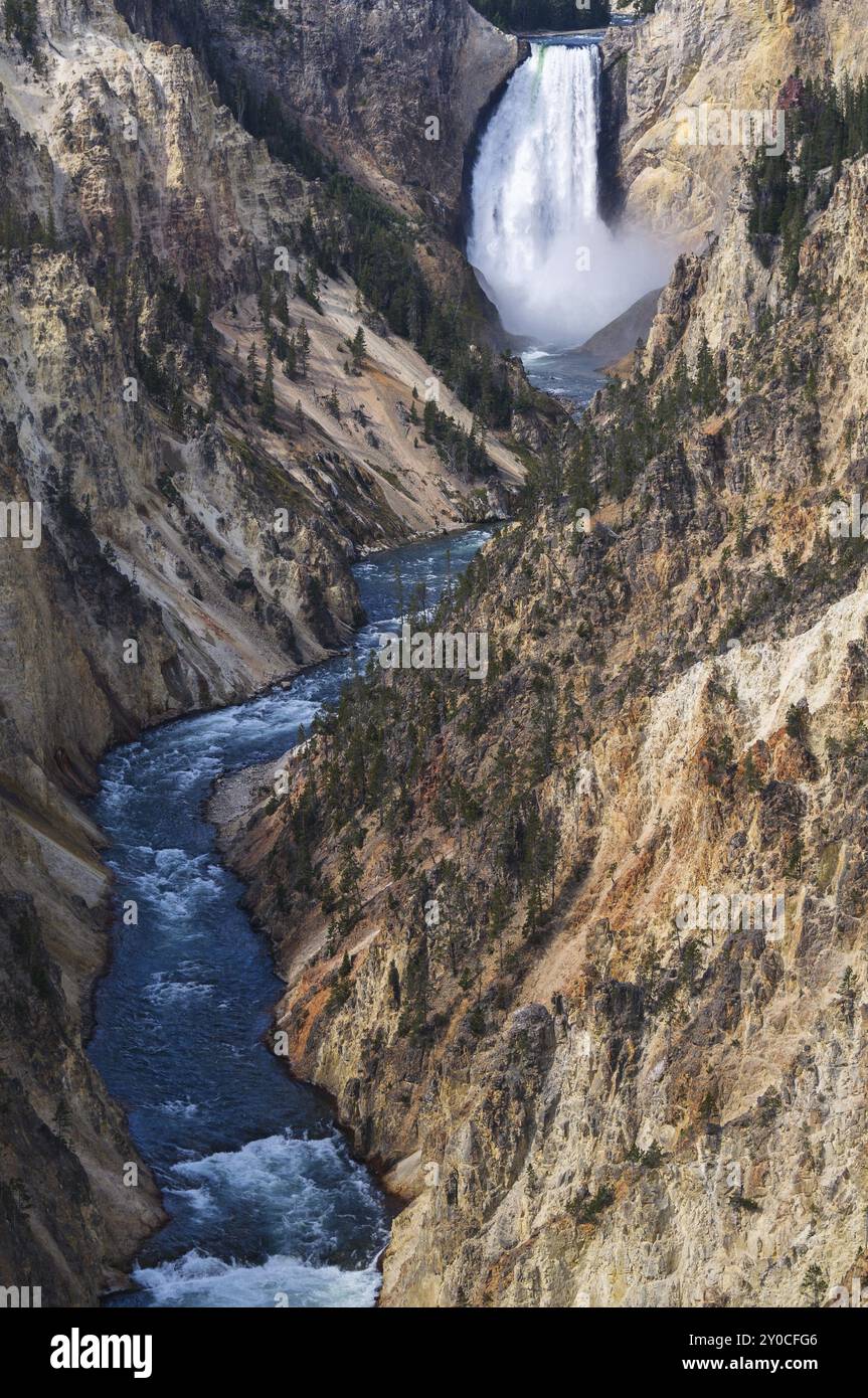 The 94 metre high Lower Falls waterfall in Yellowstone Canyon in Wyoming USA Stock Photo - Alamy