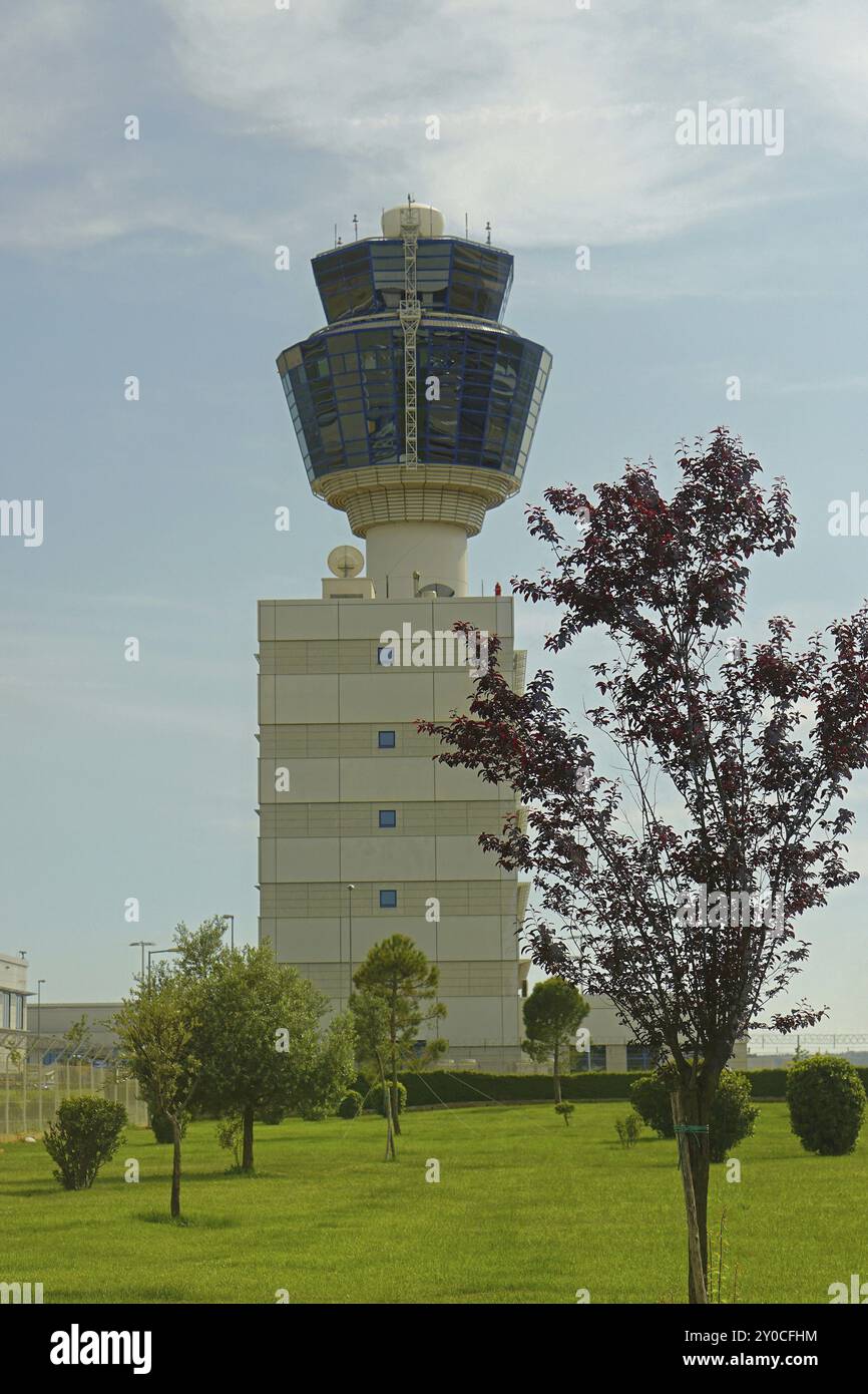 Flight control tower at Athens airport Stock Photo - Alamy