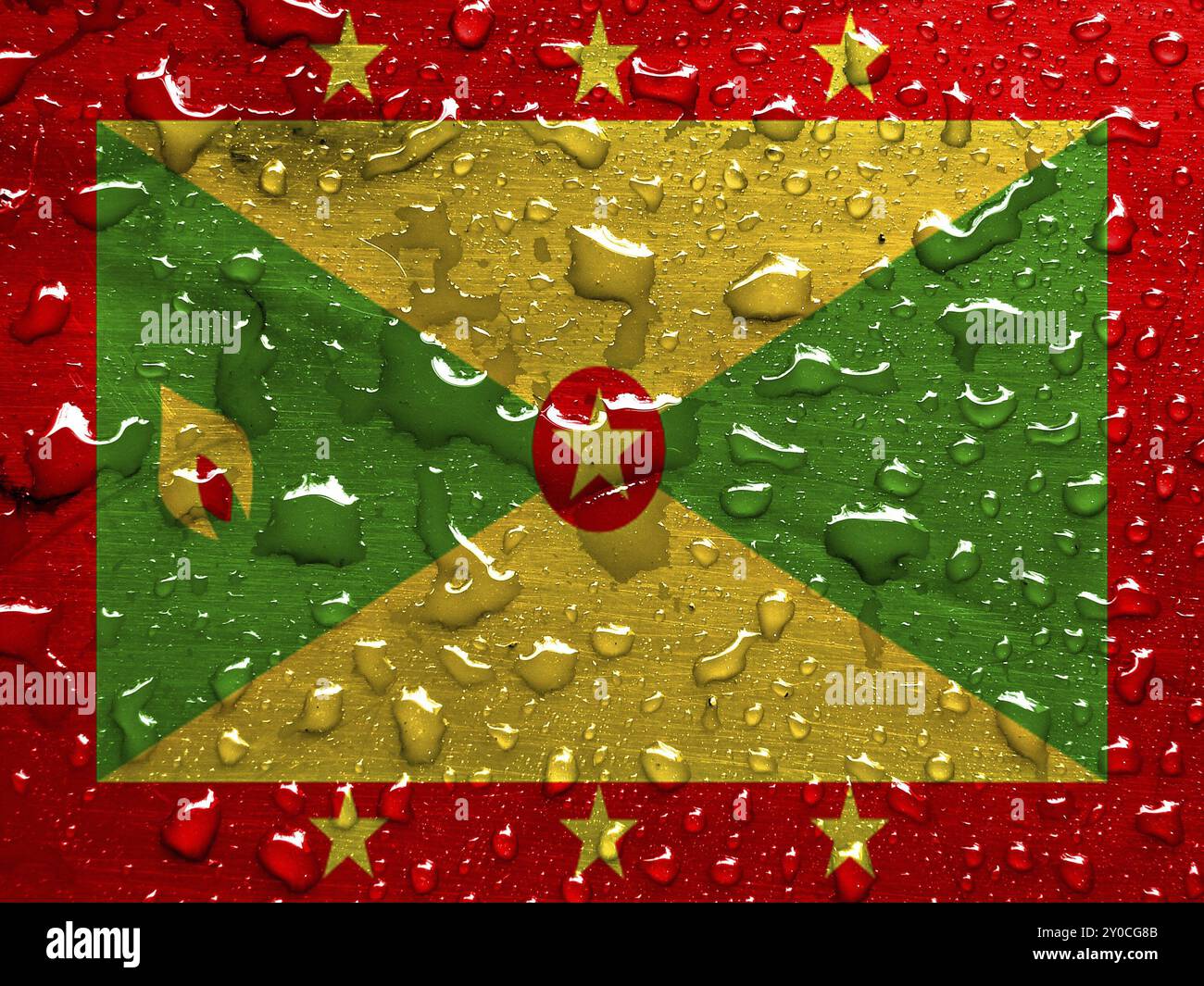 Flag of Grenada with rain drops Stock Photo - Alamy
