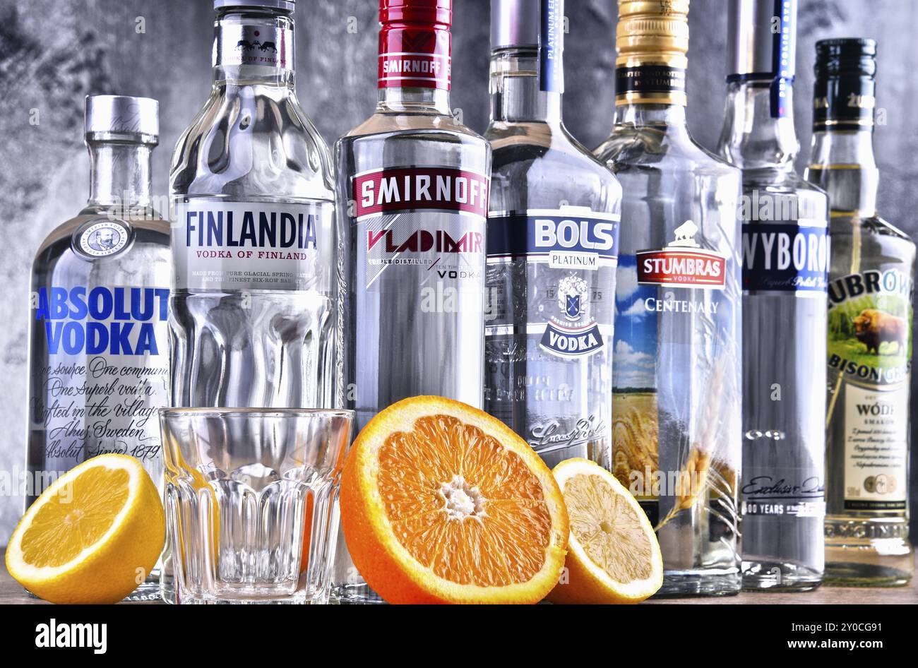 Bottles of several global brands of vodka Stock Photo - Alamy