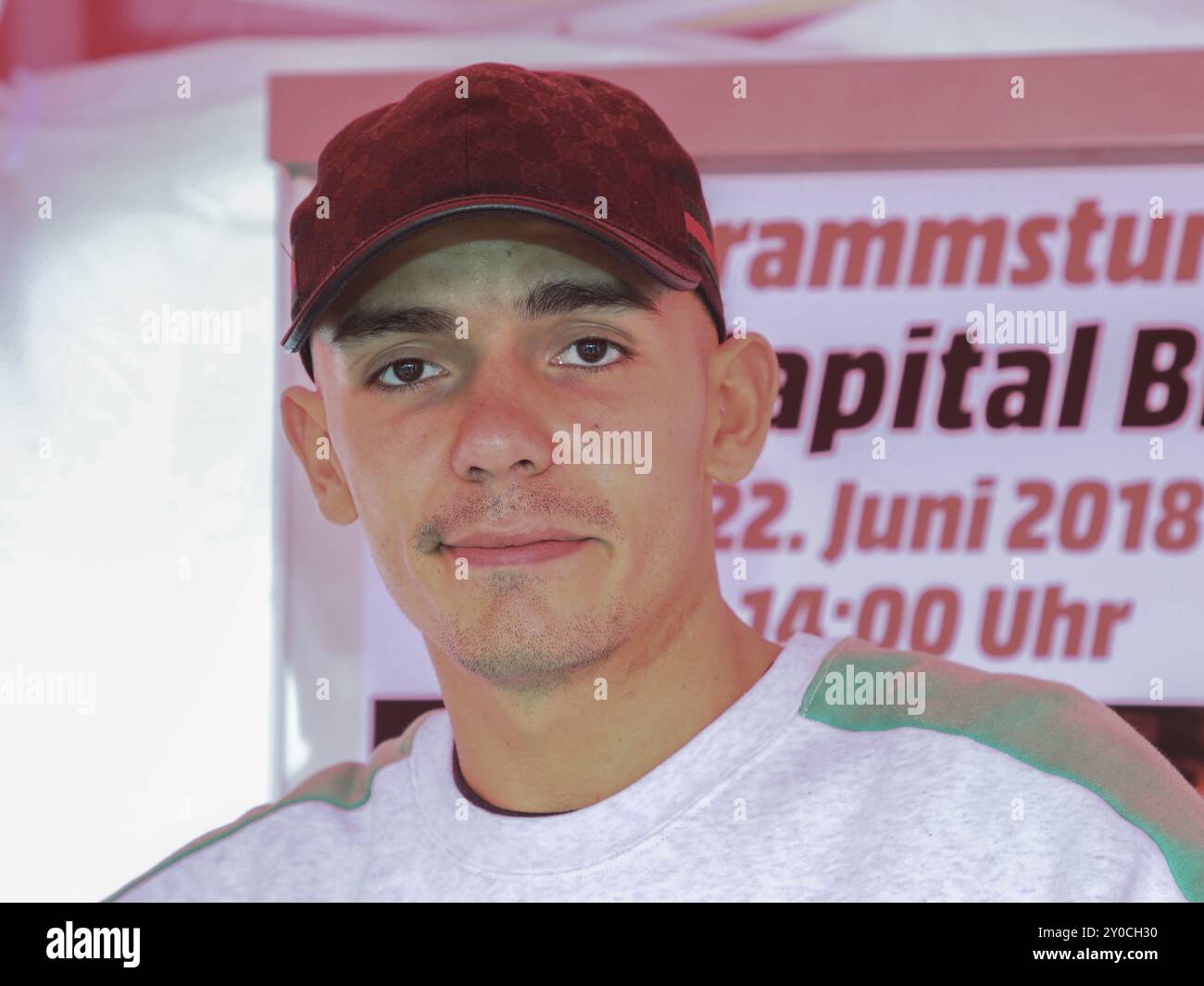 Rapper Capital Bra on promo tour on 22/06/2018 in Magdeburg Stock Photo ...