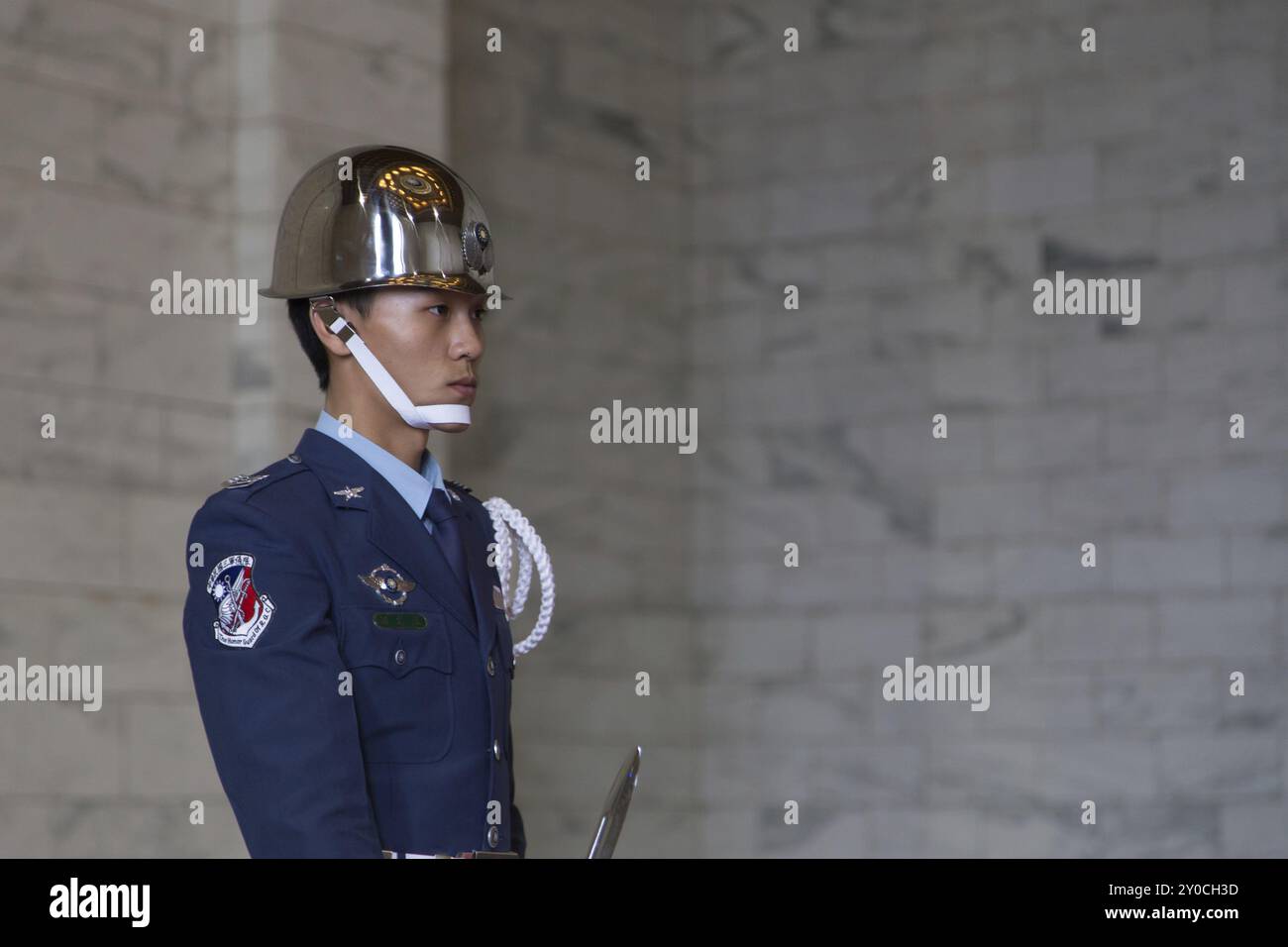 Taipei, Taiwan, January 08, 2015: Young soldier at the changing of ...