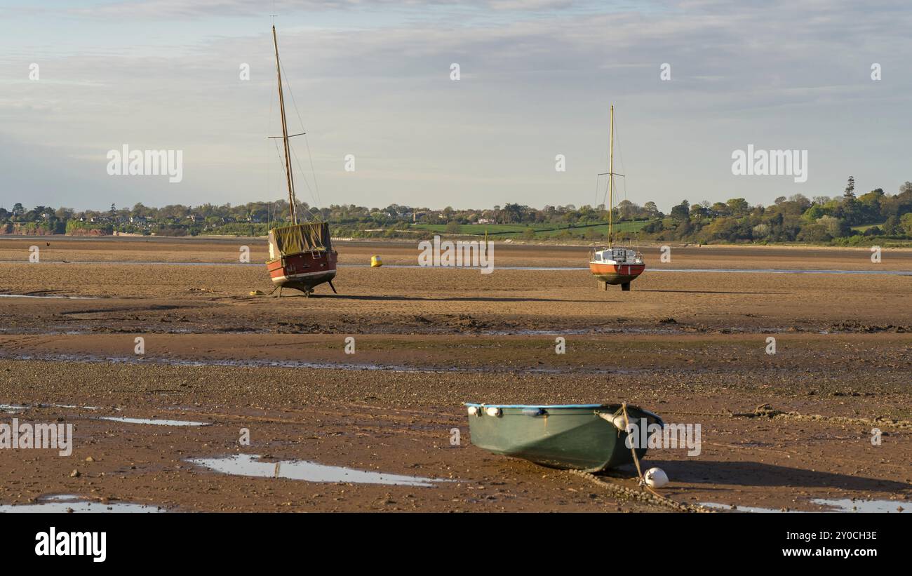 Ship at low tide, harbour of Exmouth, Devon, England, UK Stock Photo ...