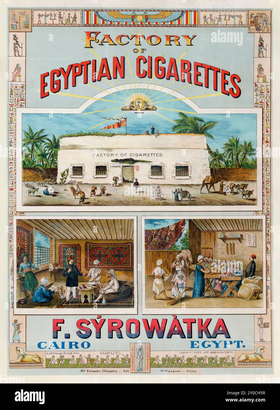 Antique poster - Factory of Egyptian cigarettes. F. Syrowatka. Cairo ...