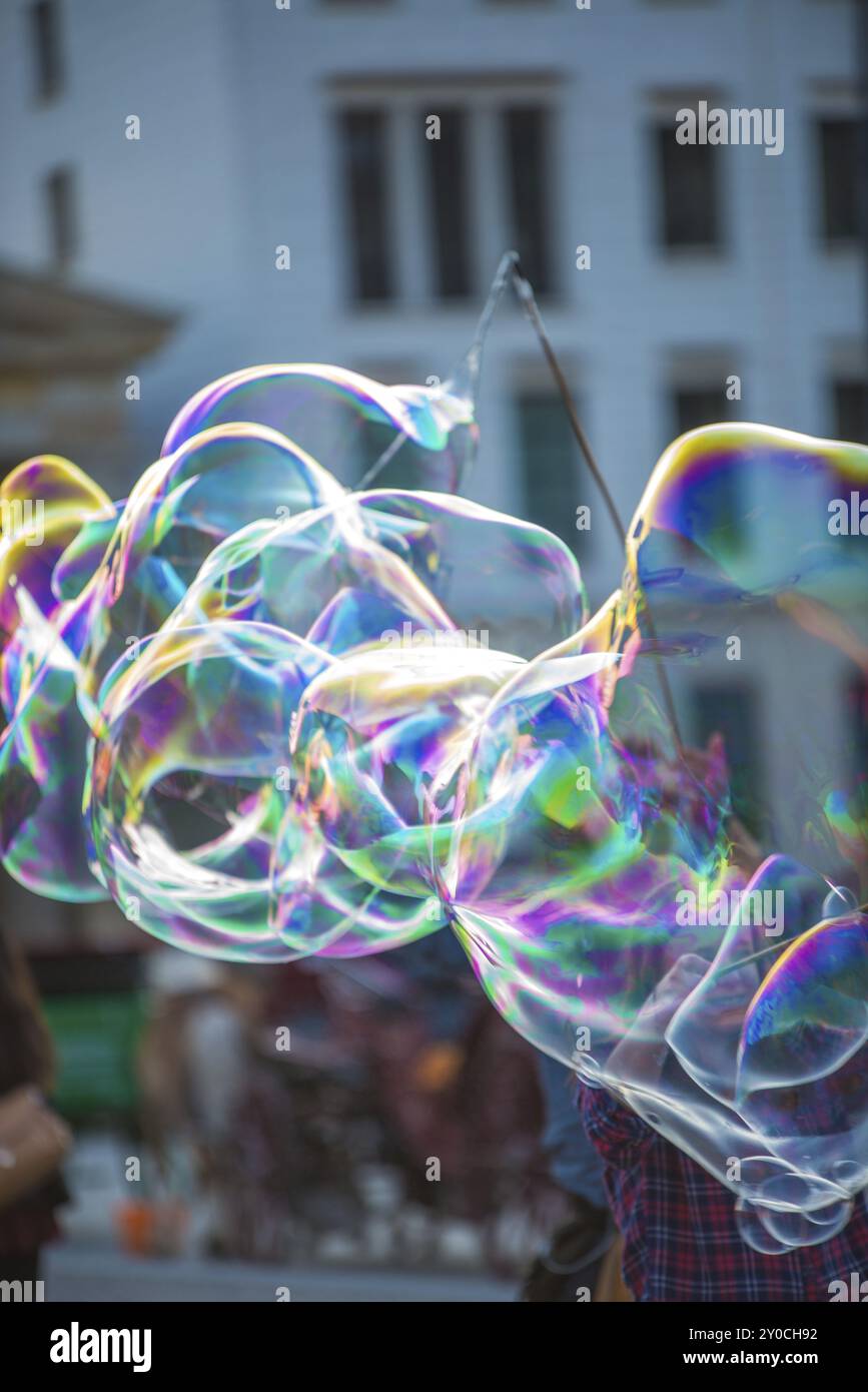 Floating giant soap bubbles in Berlin Stock Photo - Alamy