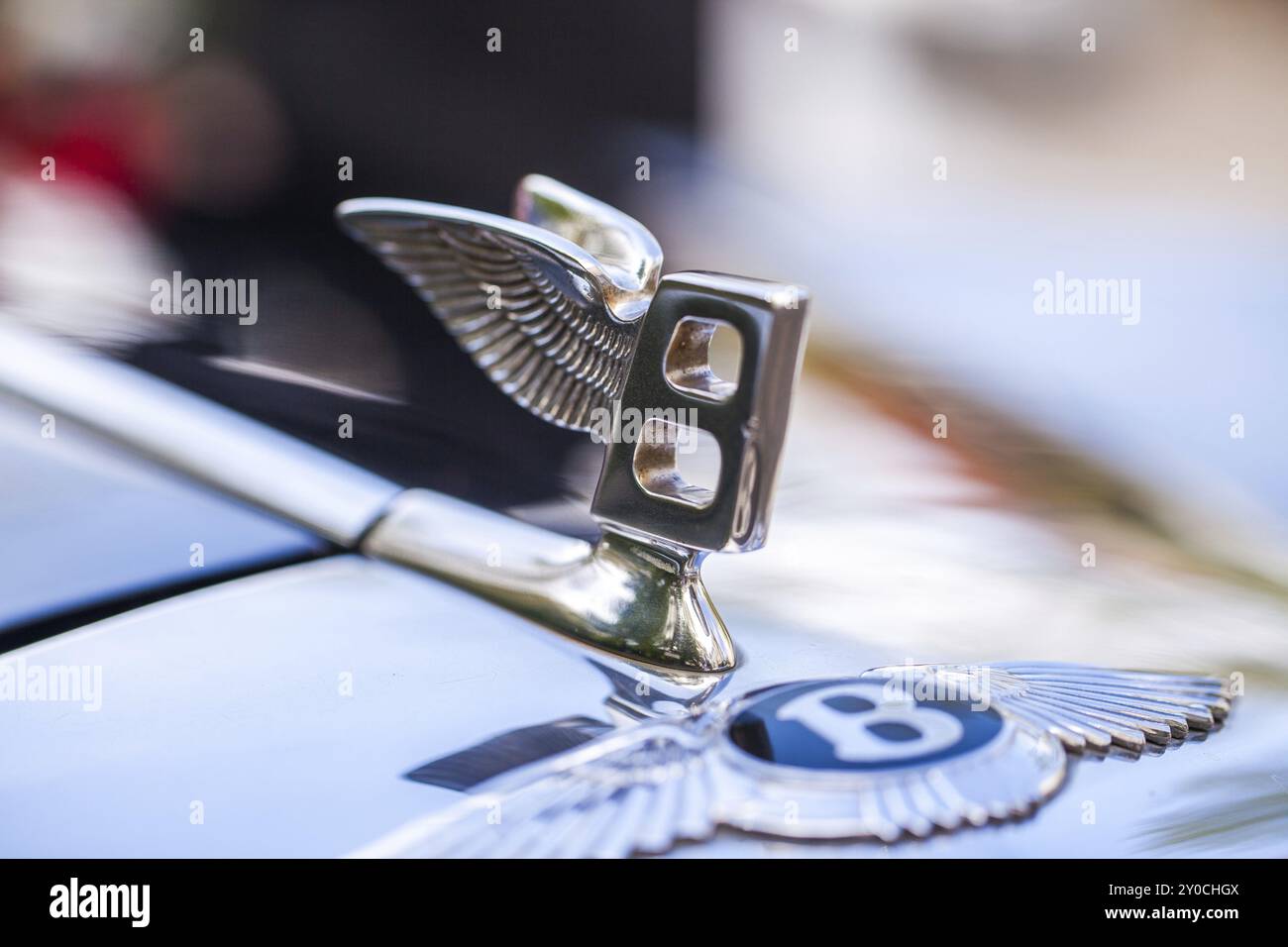 Radiator figure letter b with wings on a Bentley Stock Photo - Alamy