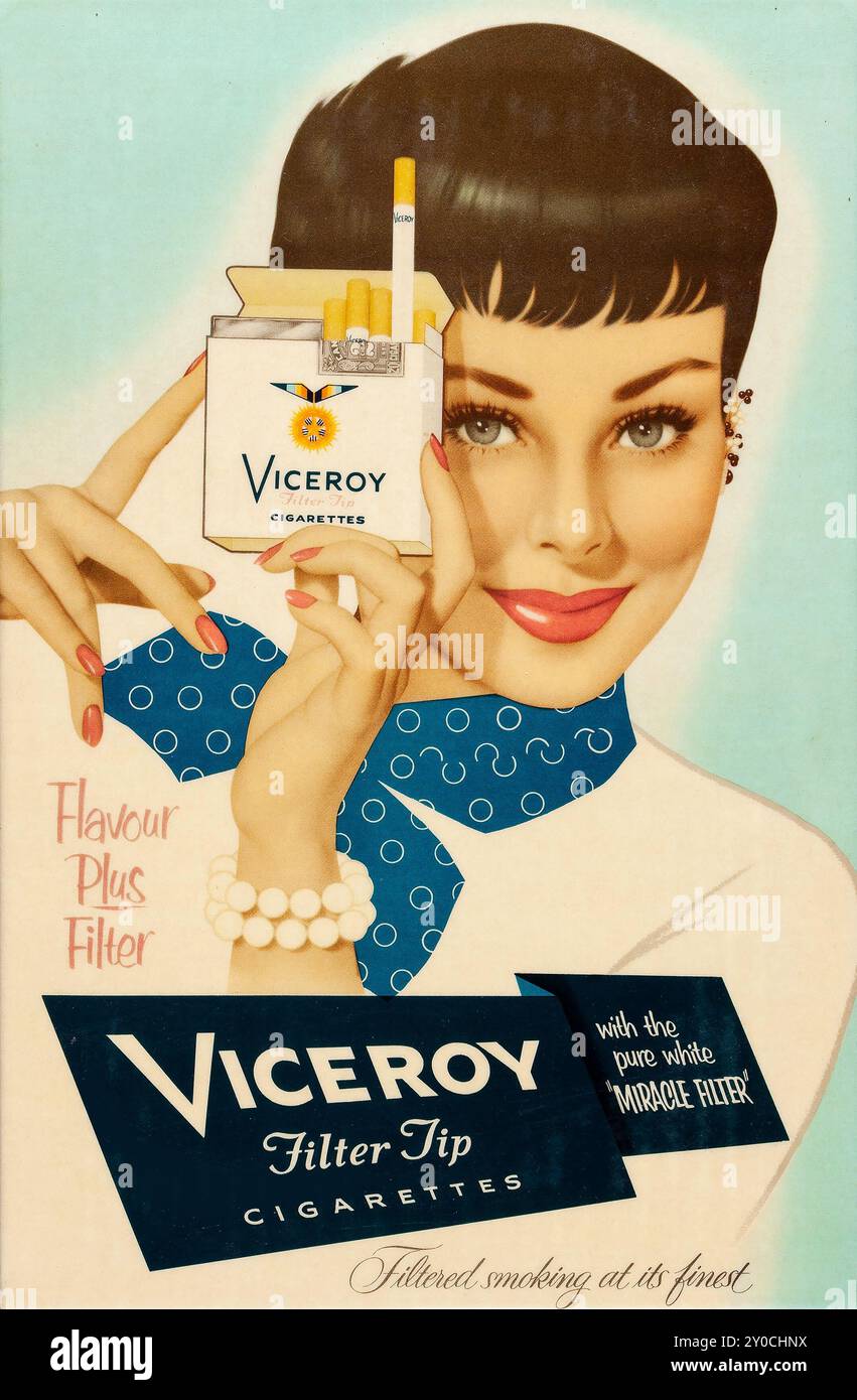 Viceroy Cigarettes advertising poster, filter tip cigarettes feat a ...