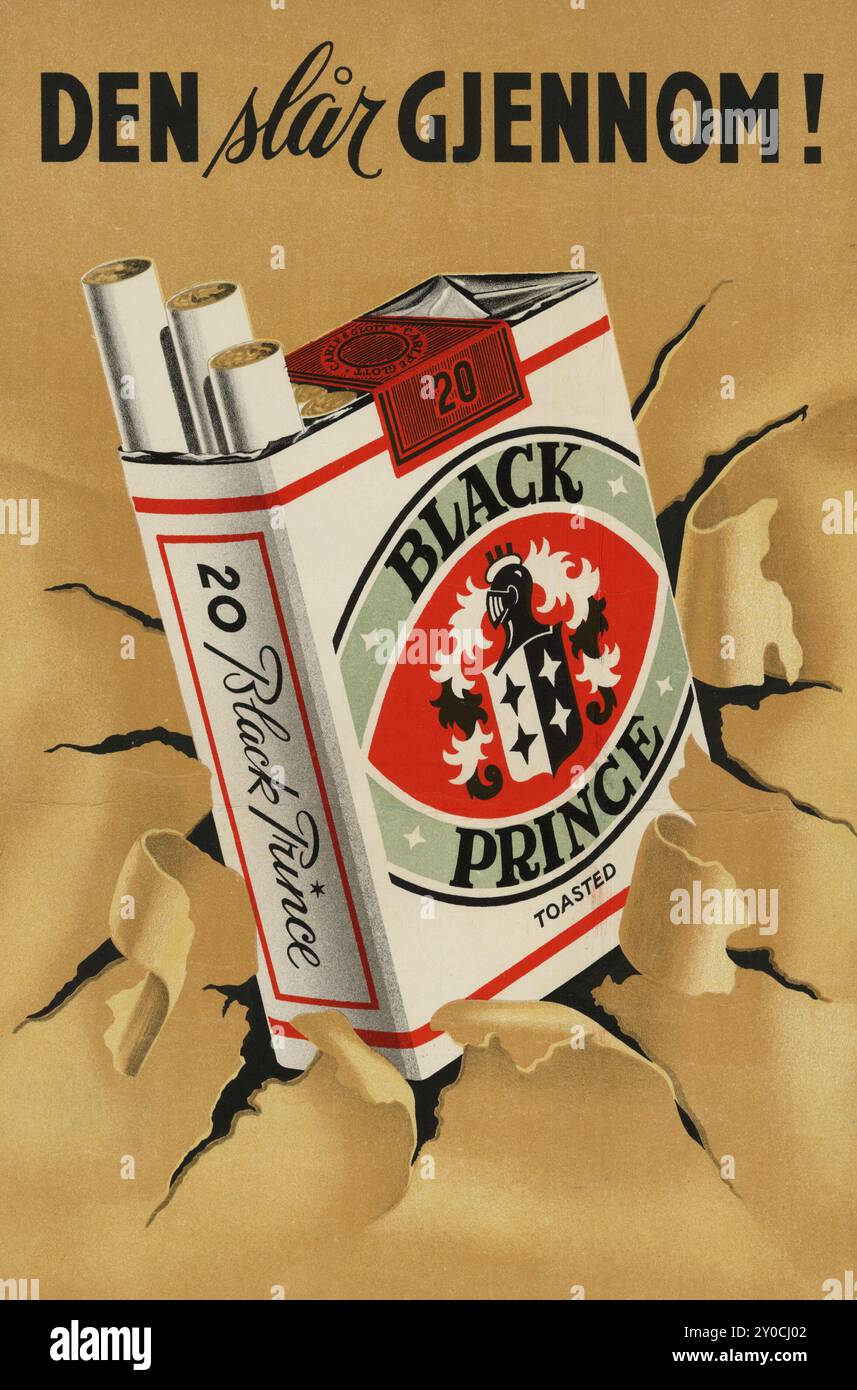 Vintage danish poster - Tobacco - Cigarette - Black Prince ...