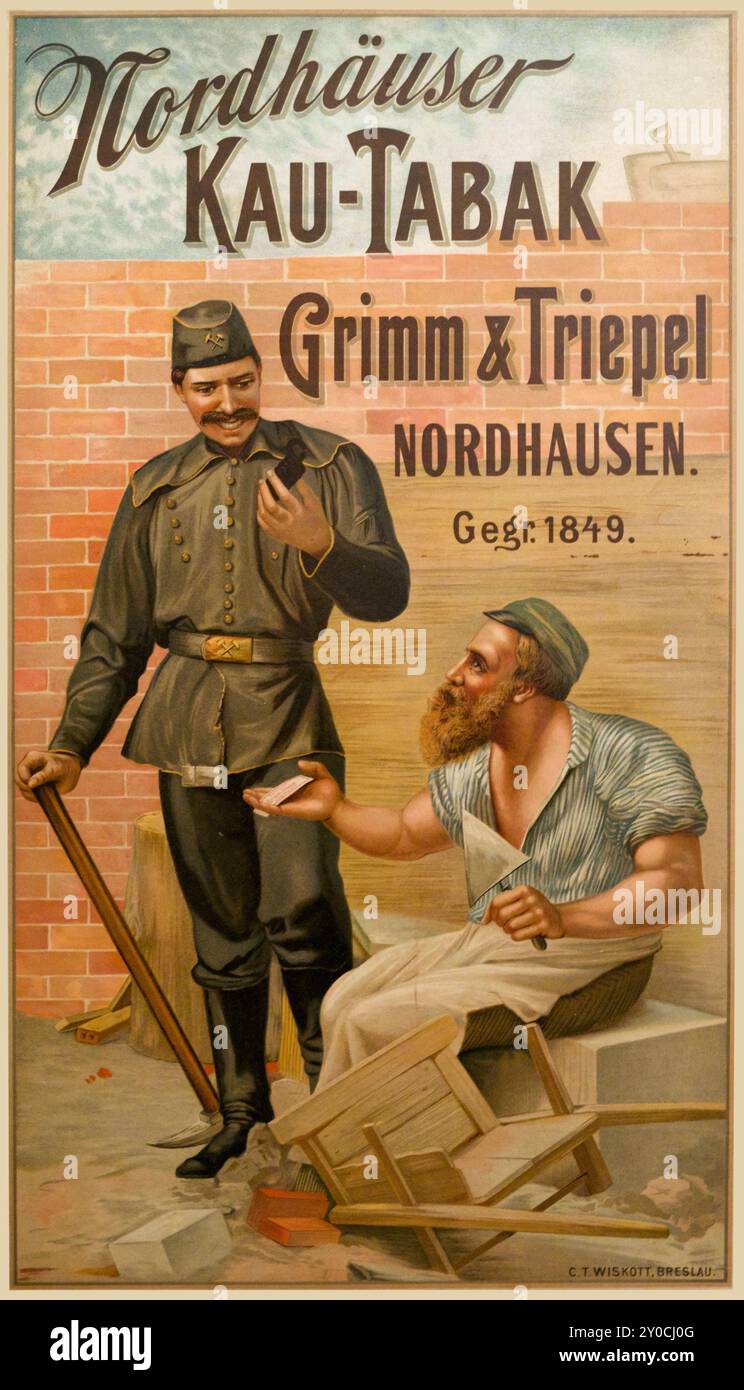 Vintage tobacco advertisement poster - Grimm & Triepel Nordhausen Kau ...