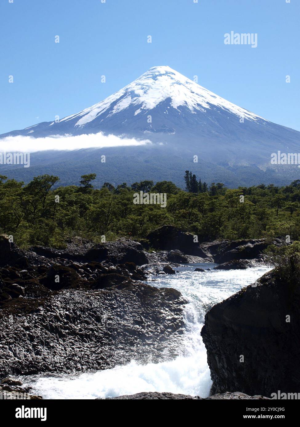 Osorno volcano in Chile with waterfall Stock Photo - Alamy