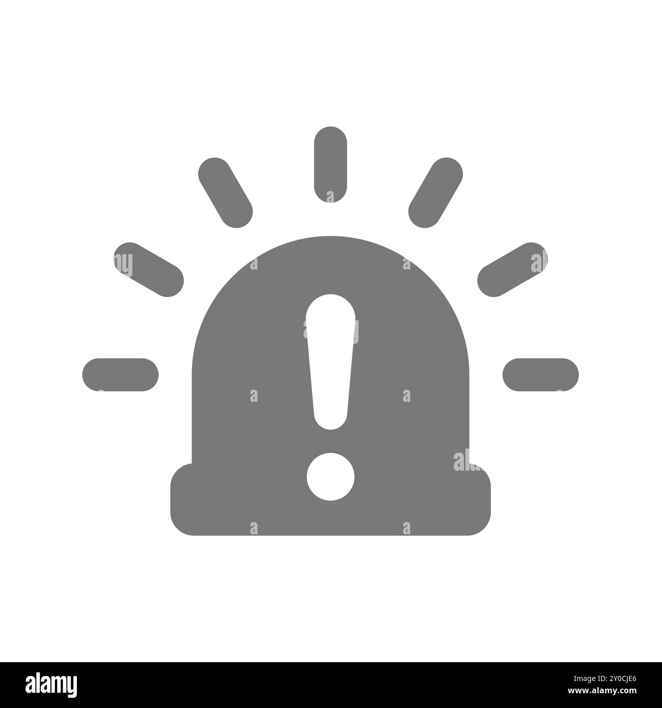 Emergency light vector icon. Siren lamp with exclamation point symbol ...