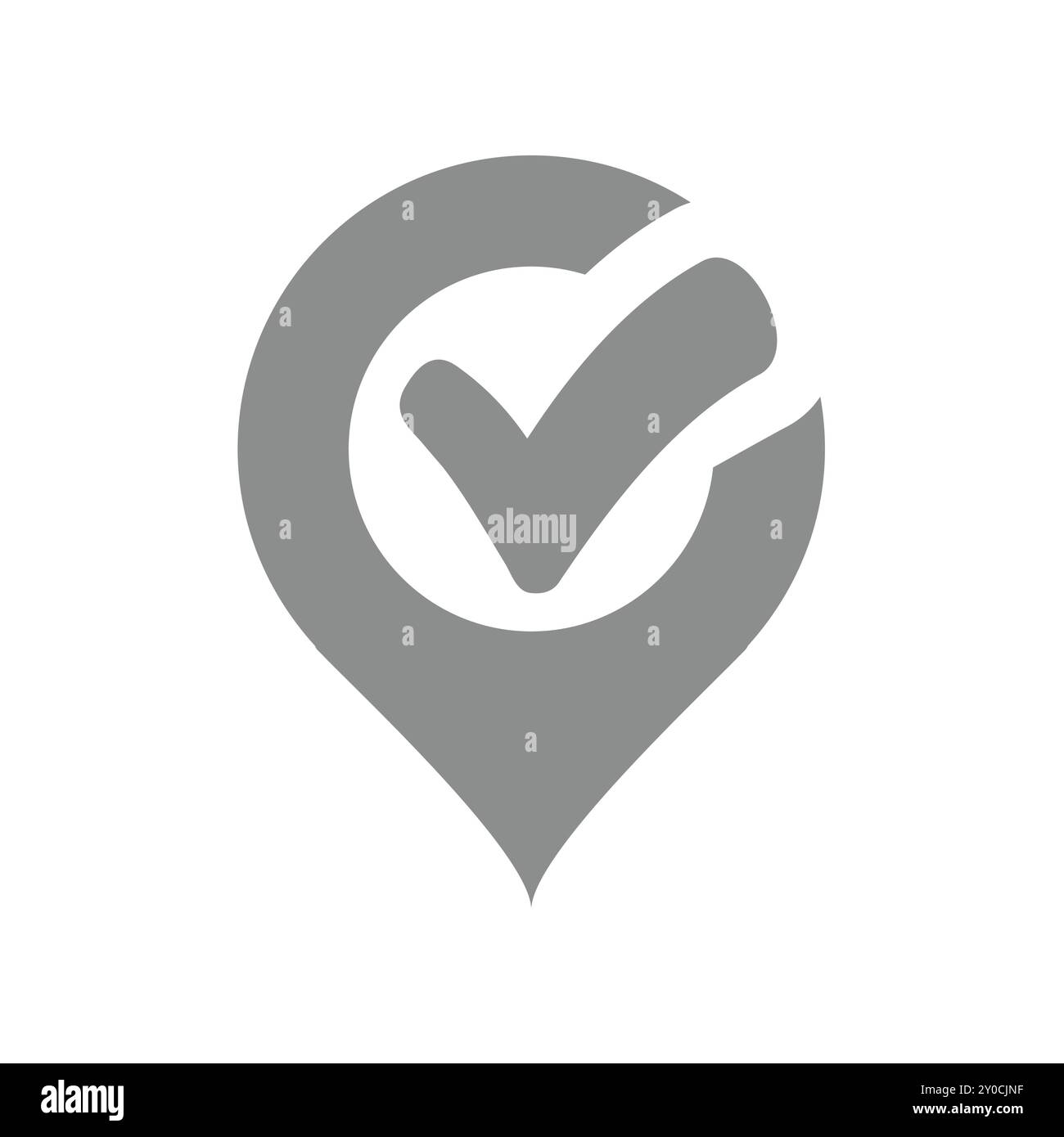 Destination reached vector icon. Map or location pin with checkmark ...