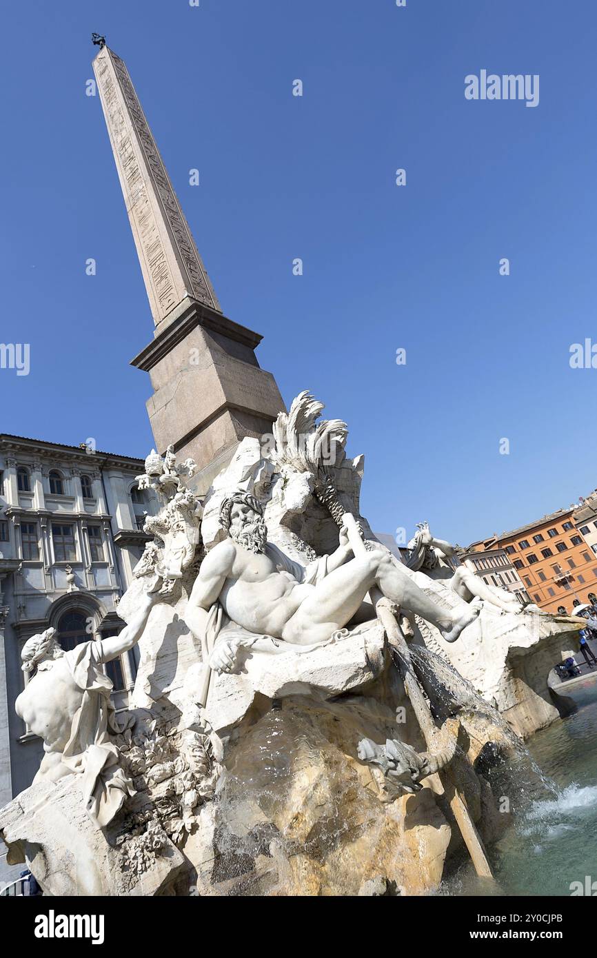 Fontana dei Fiumi, Fountain of the Four Rivers, Rome Stock Photo - Alamy