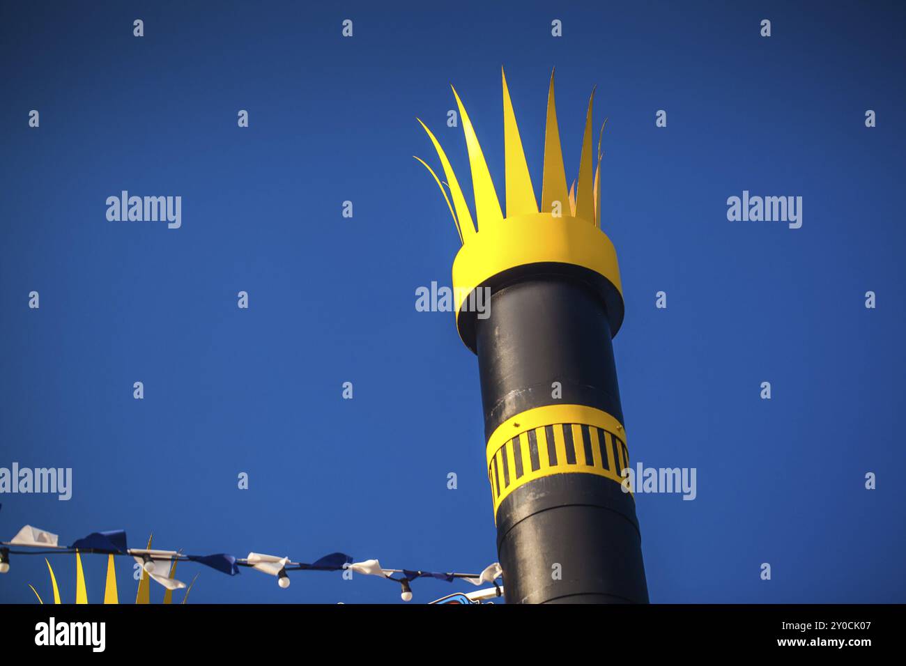 Black and yellow chimney of an old steamship Stock Photo - Alamy