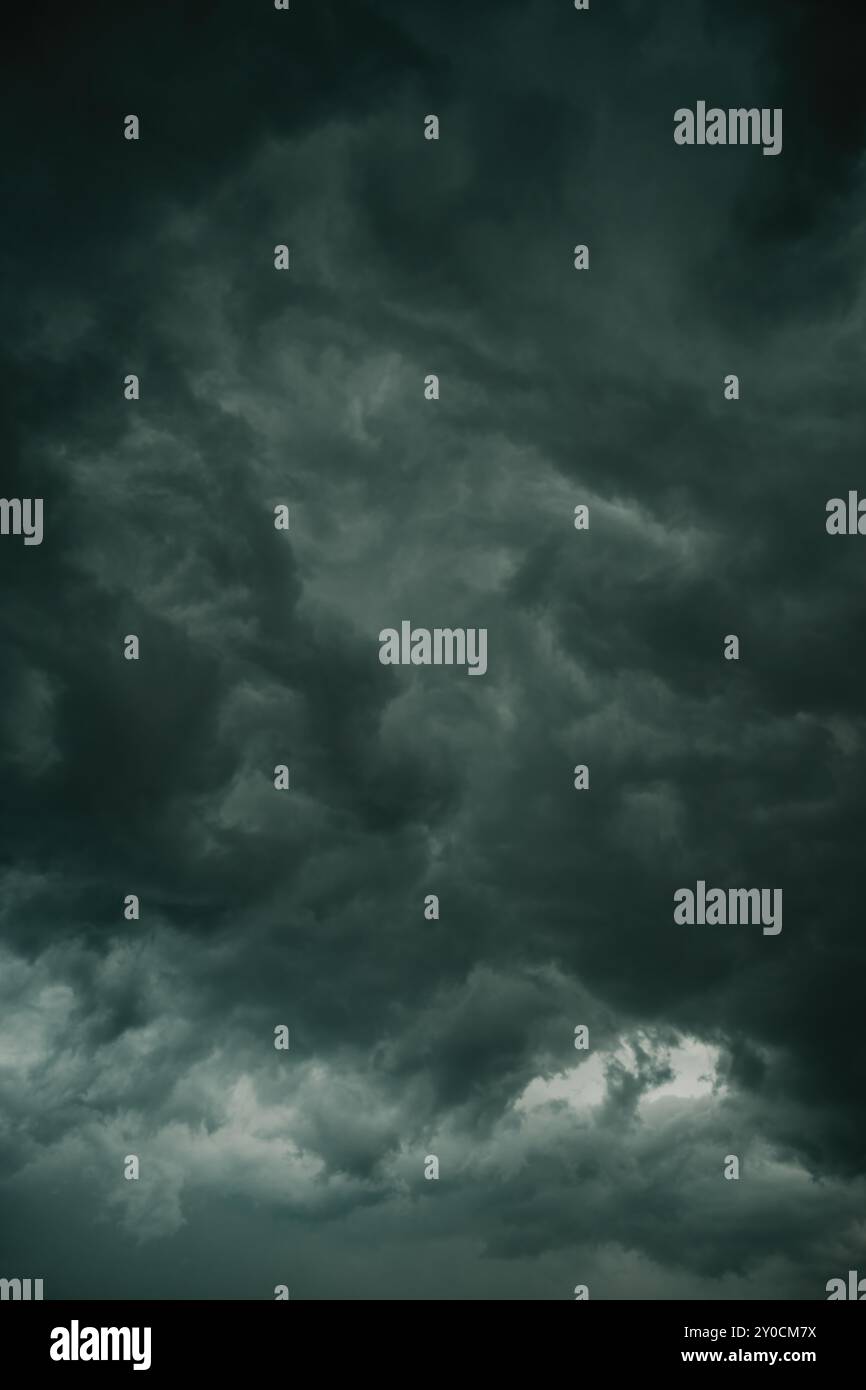 Ominous dark supercell stormy clouds in summer, vertical image Stock ...