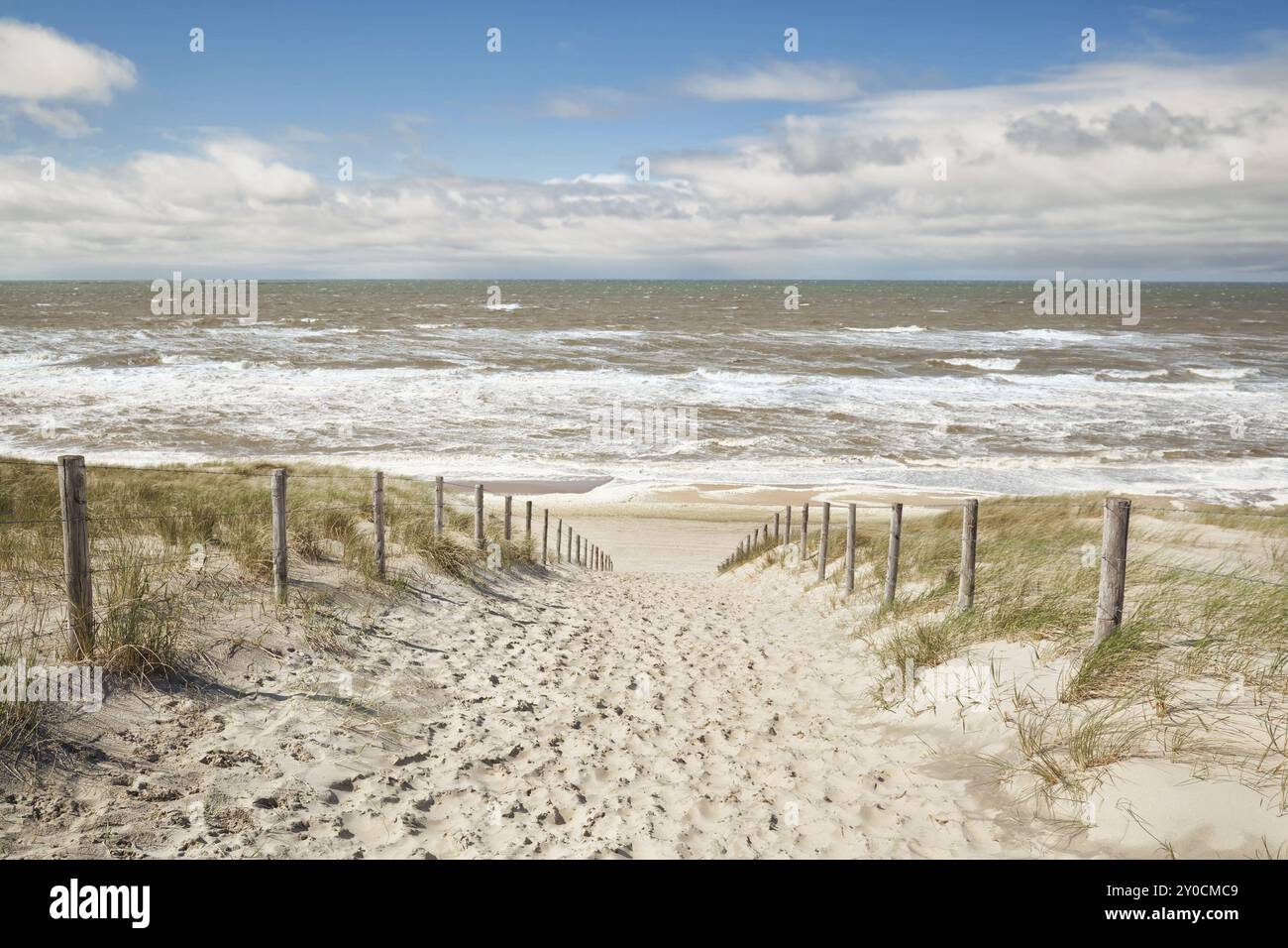 Sand path to sea beach in sunny day, Netherlands Stock Photo - Alamy
