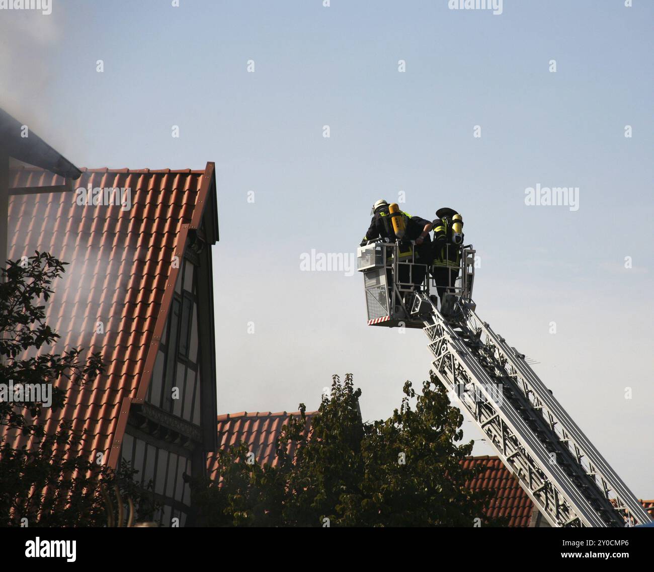 Fire brigade rescue exercise Stock Photo - Alamy