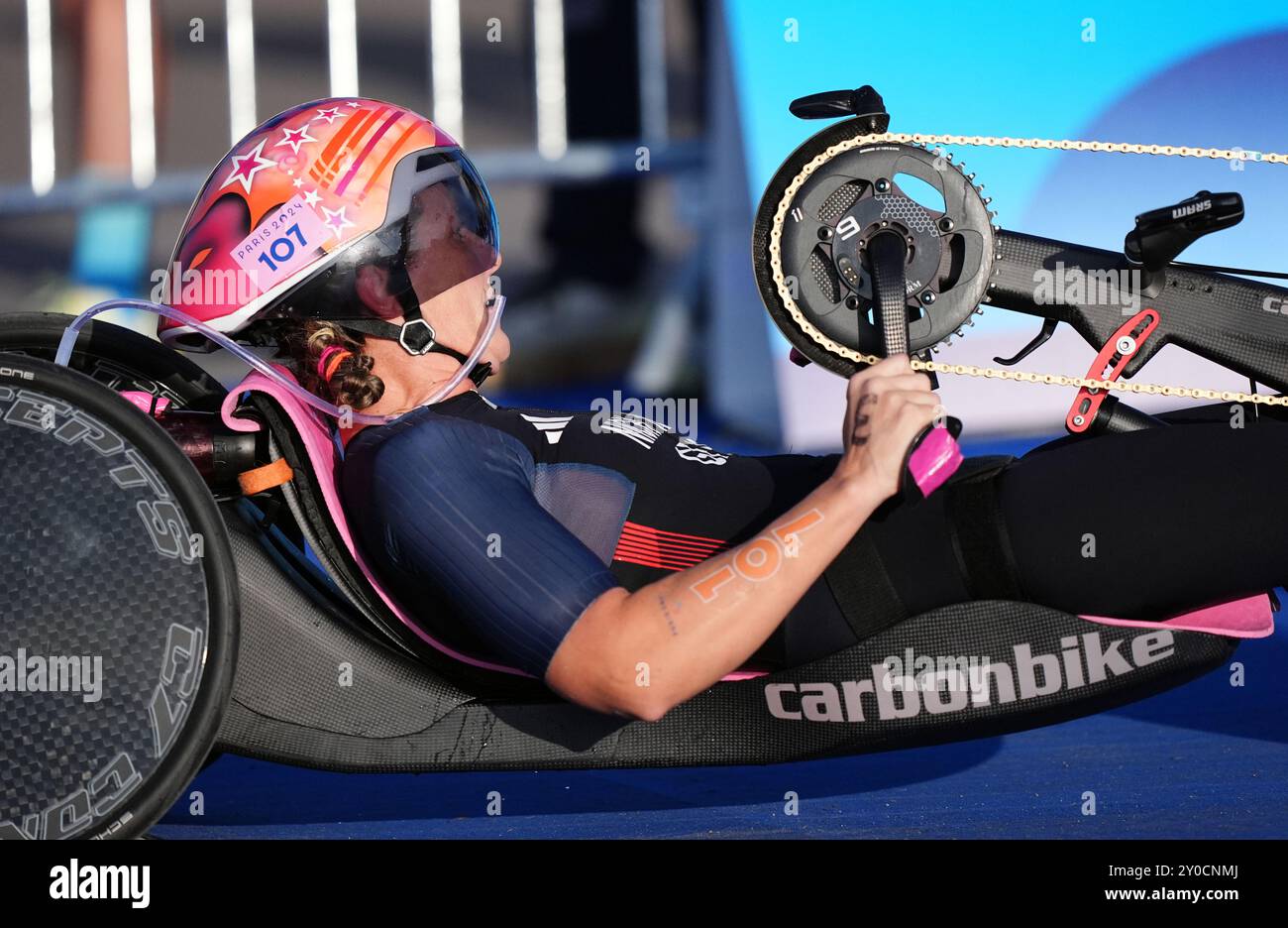 Great Britain's Melissa Nicholls during the Women's PTWC Para Triathlon ...
