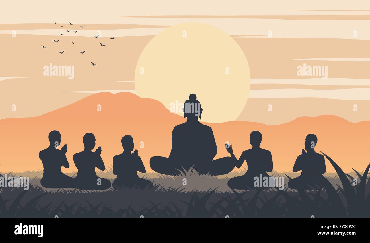 Lord of Buddha sermon to five ascetics and was enlighten become first ...