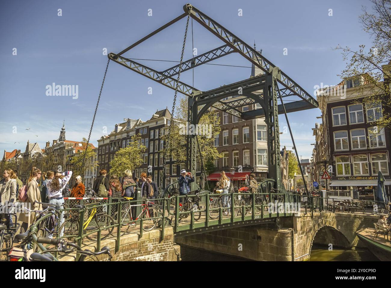 Amsterdam, Netherlands, May 2022. The famous draw bridges in the canal ...