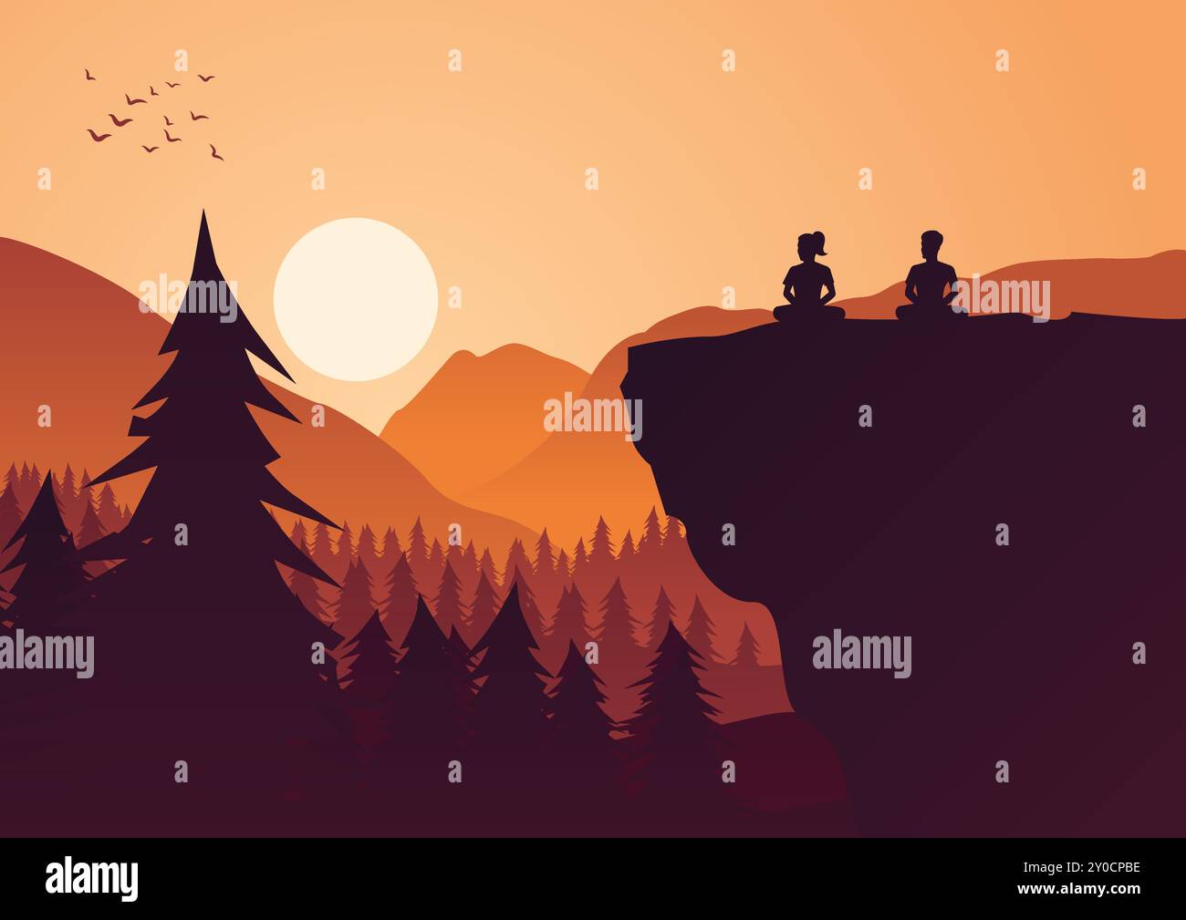 Buddhist woman and man train meditation to come to peace and out of ...