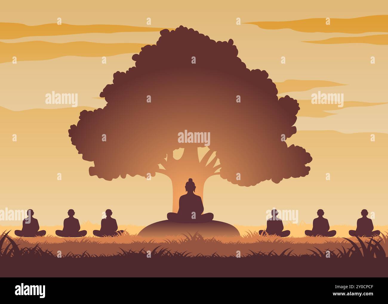 Buddhist monk bodhi tree Stock Vector Images - Alamy