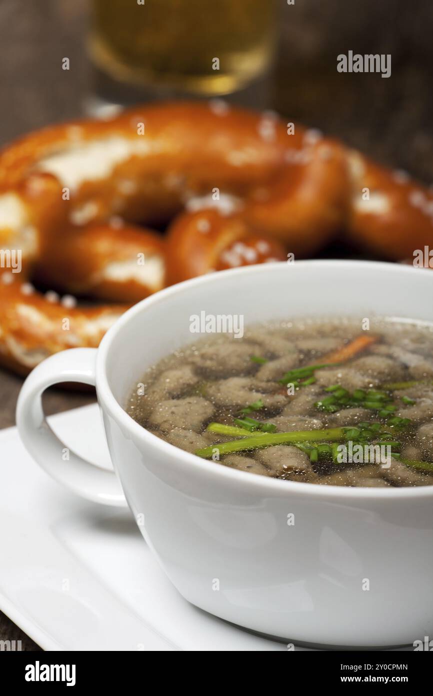 Bavarian liver spaetzle soup Stock Photo - Alamy