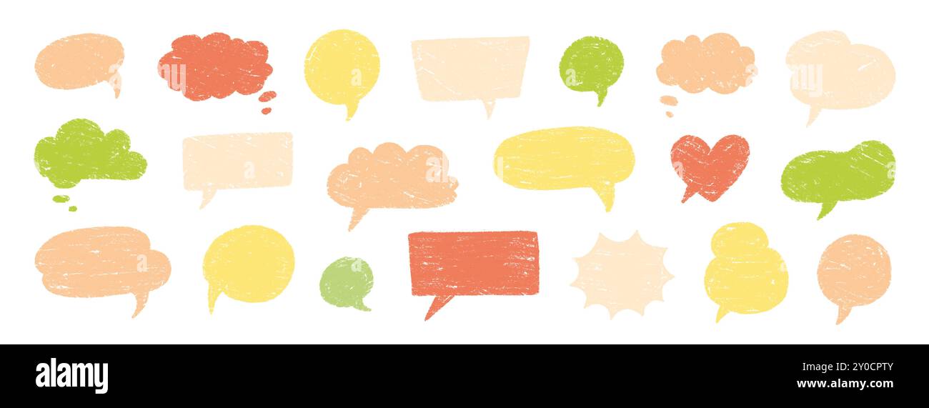 Crayon talk speech balloon frame doodle vector. Hand drawn crayon ...
