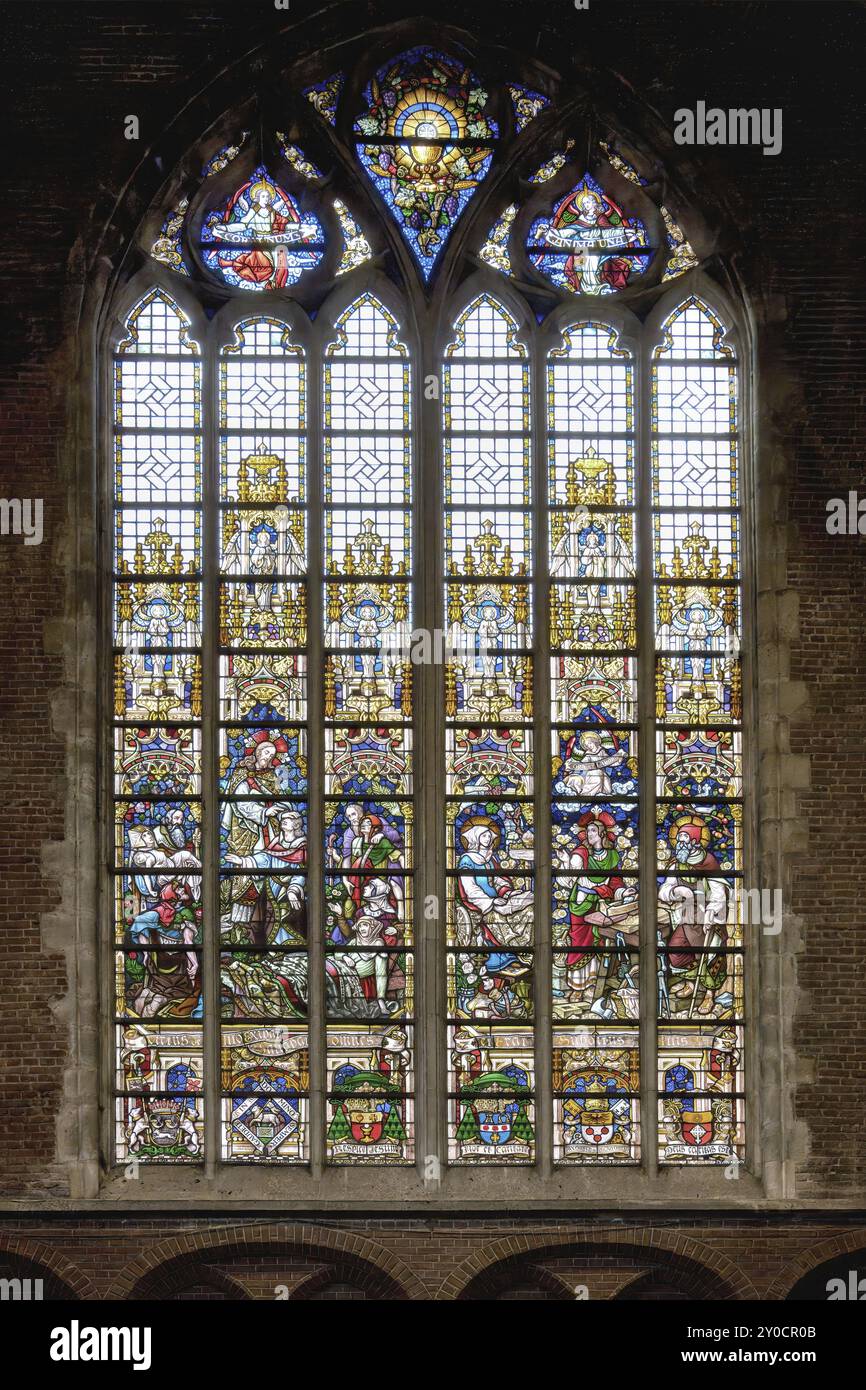 10th century Gothic St. Bavo Cathedral, Stained-Glass window, Ghent ...