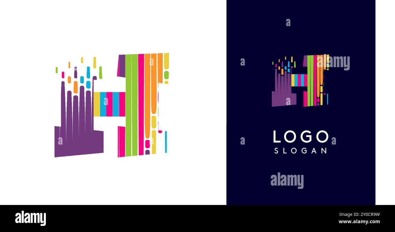 Colorful stripes transitioning into pixel-like elements fat logo ...