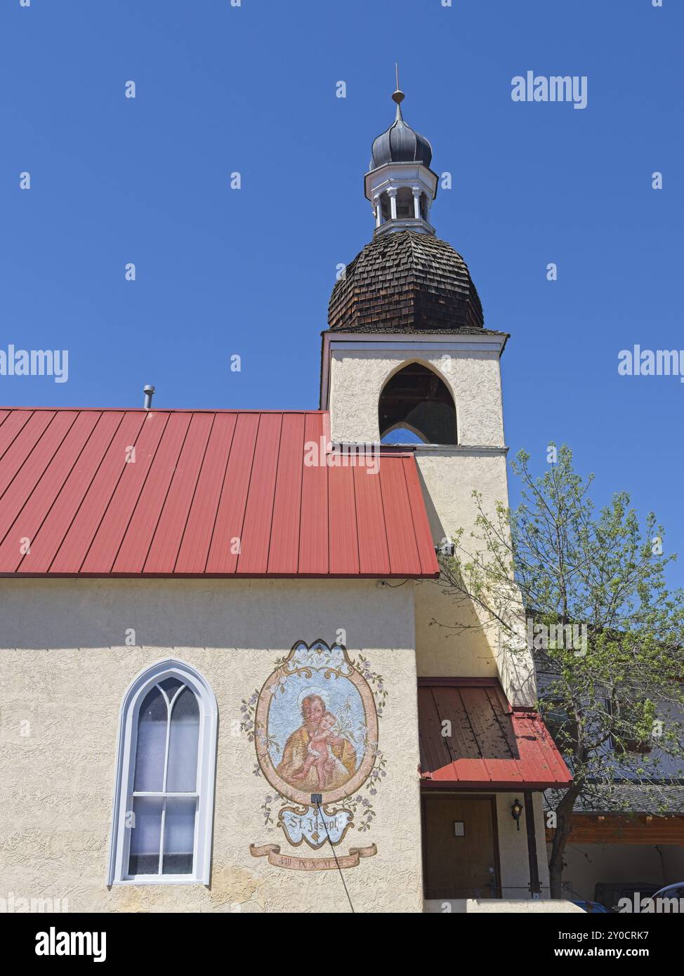 A side view of St. Joseph's catholic church on a sunny day in ...