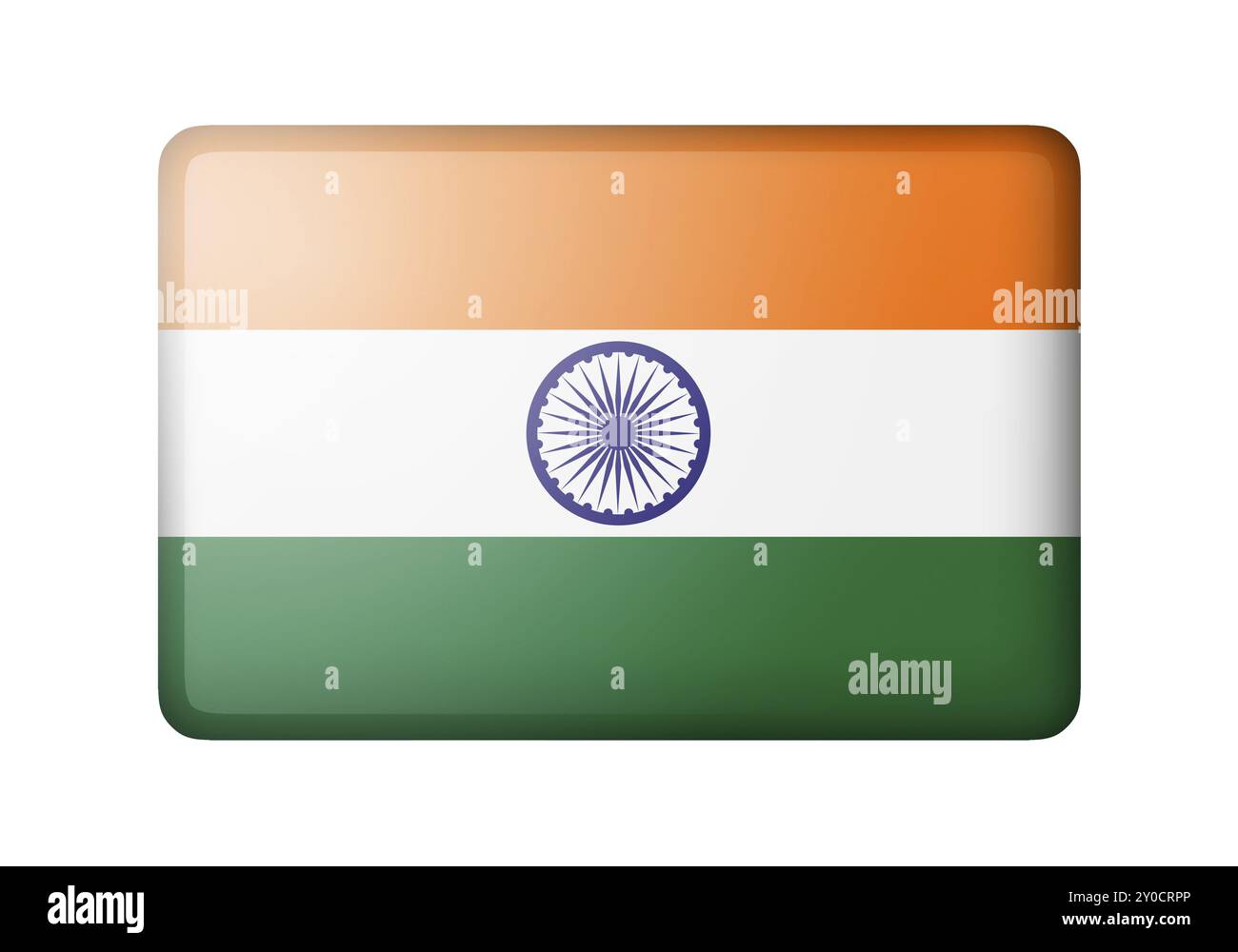 The Indian flag. Rectangular matte icon. Isolated on white background ...