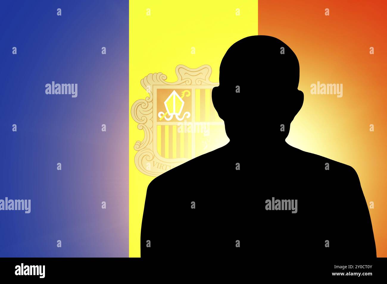 The Andorran flag and the silhouette of an unknown man Stock Photo - Alamy