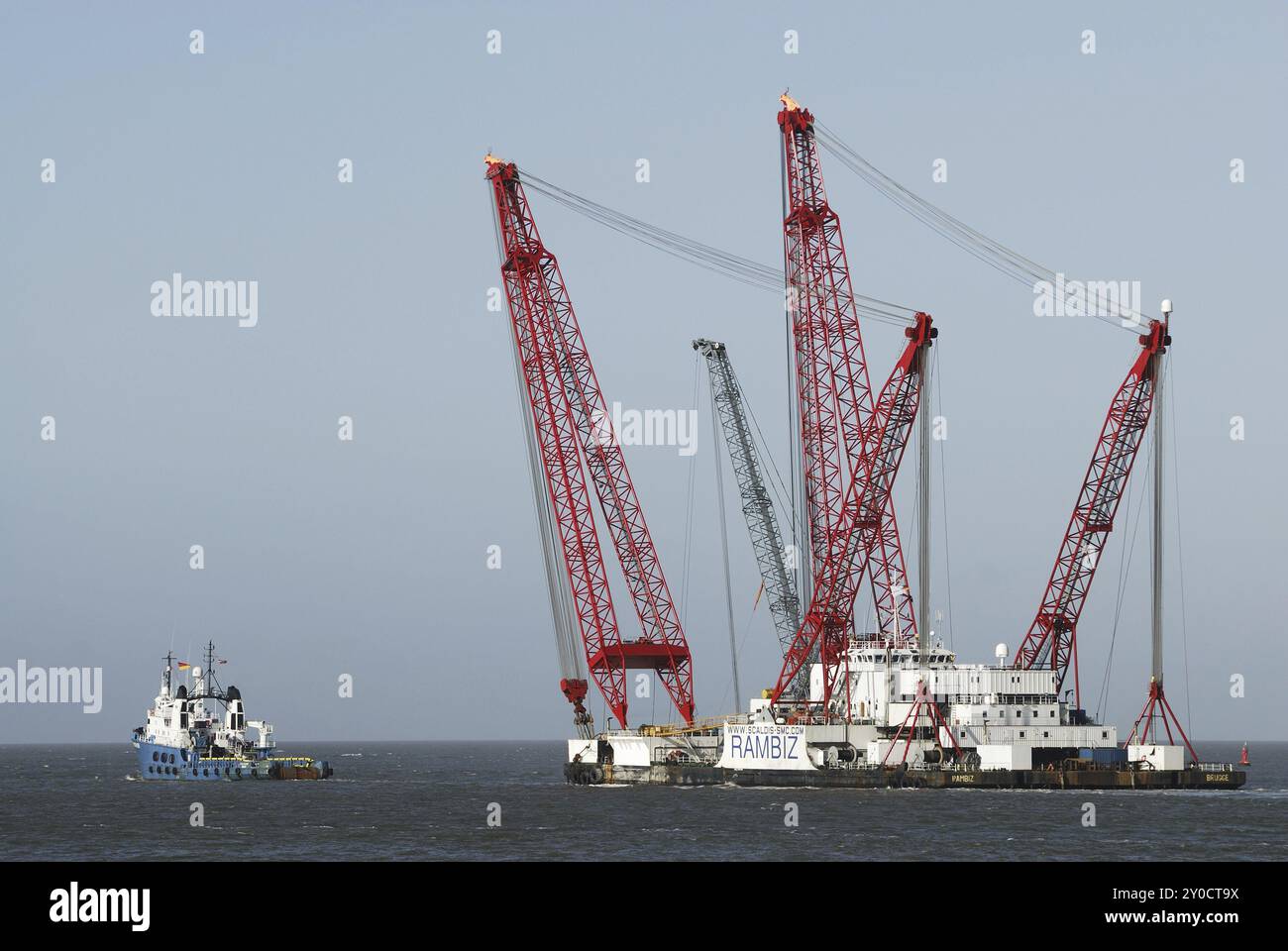 Eide Fighter tows the crane barge Rambiz from Cuxhaven towards the ...